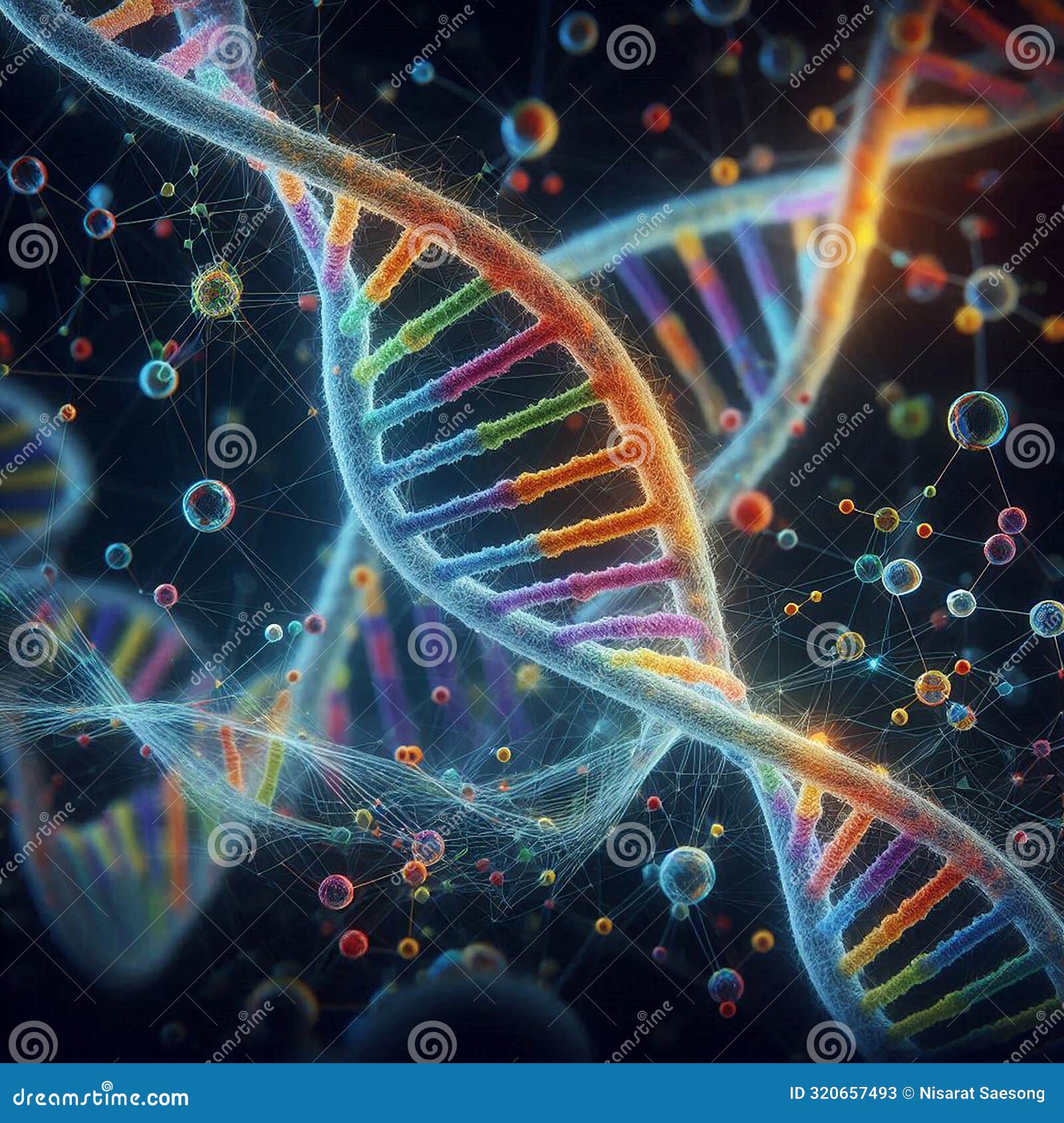 3D Illustration of DNA Cell Stock Illustration - Illustration of lilac ...