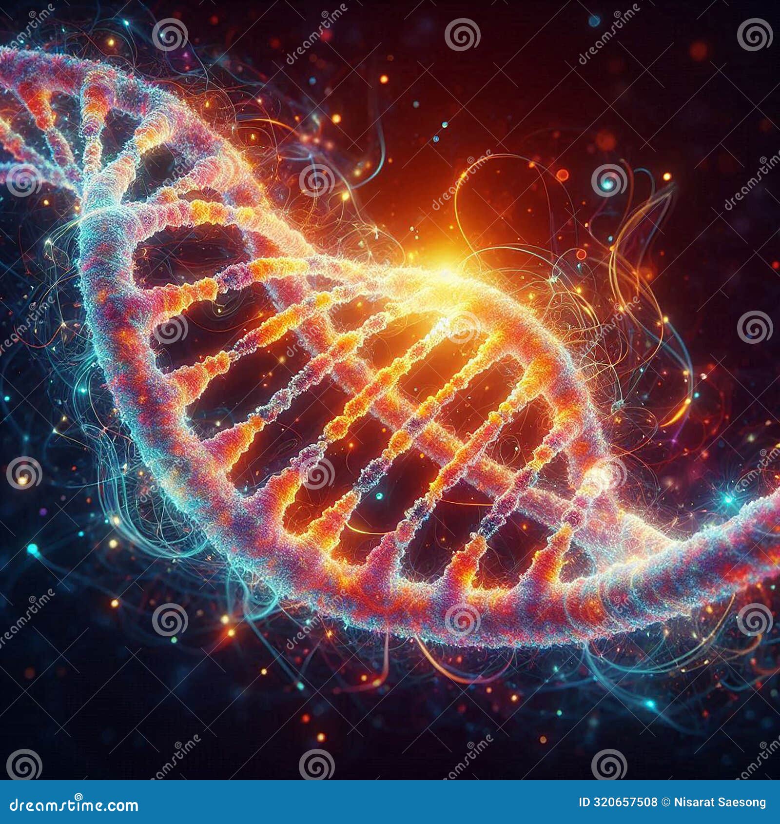 3D Illustration of DNA Cell Stock Illustration - Illustration of ...