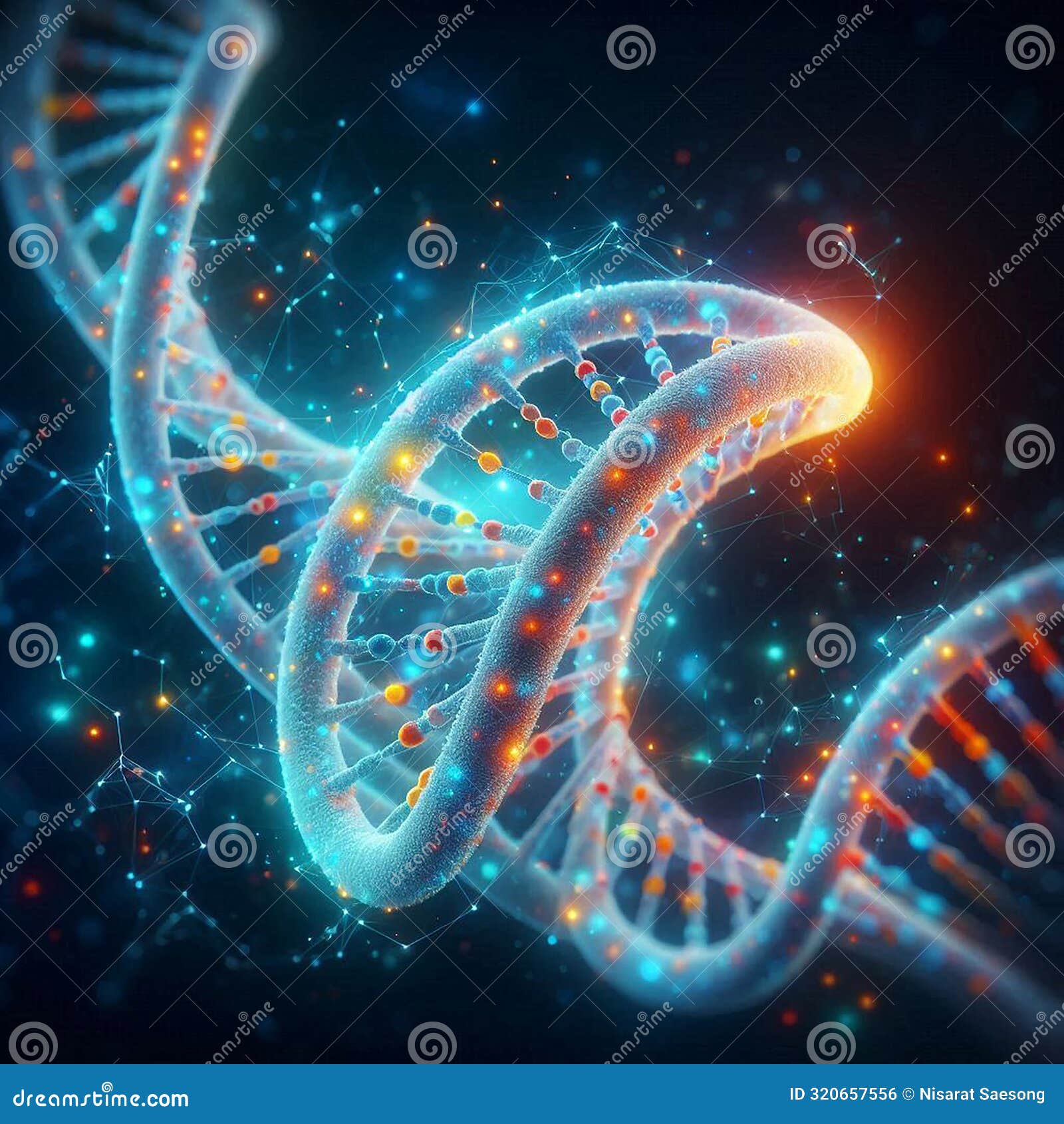 3D Illustration of DNA Cell Stock Illustration - Illustration of gene ...