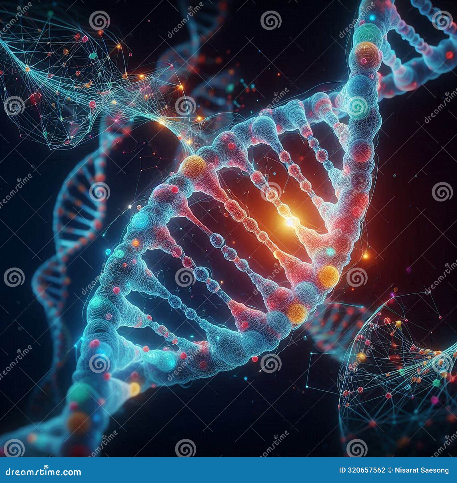 3D Illustration of DNA Cell Stock Illustration - Illustration of ...