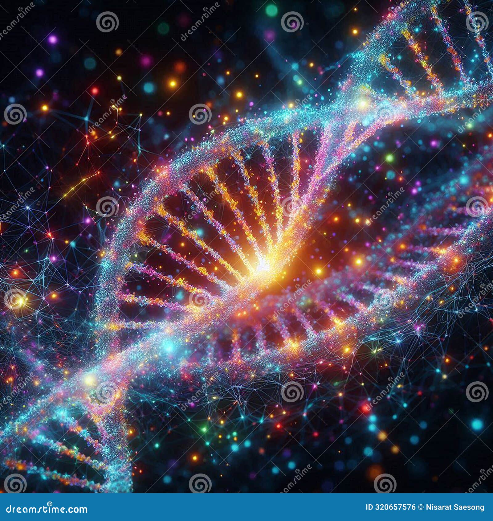3D Illustration of DNA Cell Stock Illustration - Illustration of ...