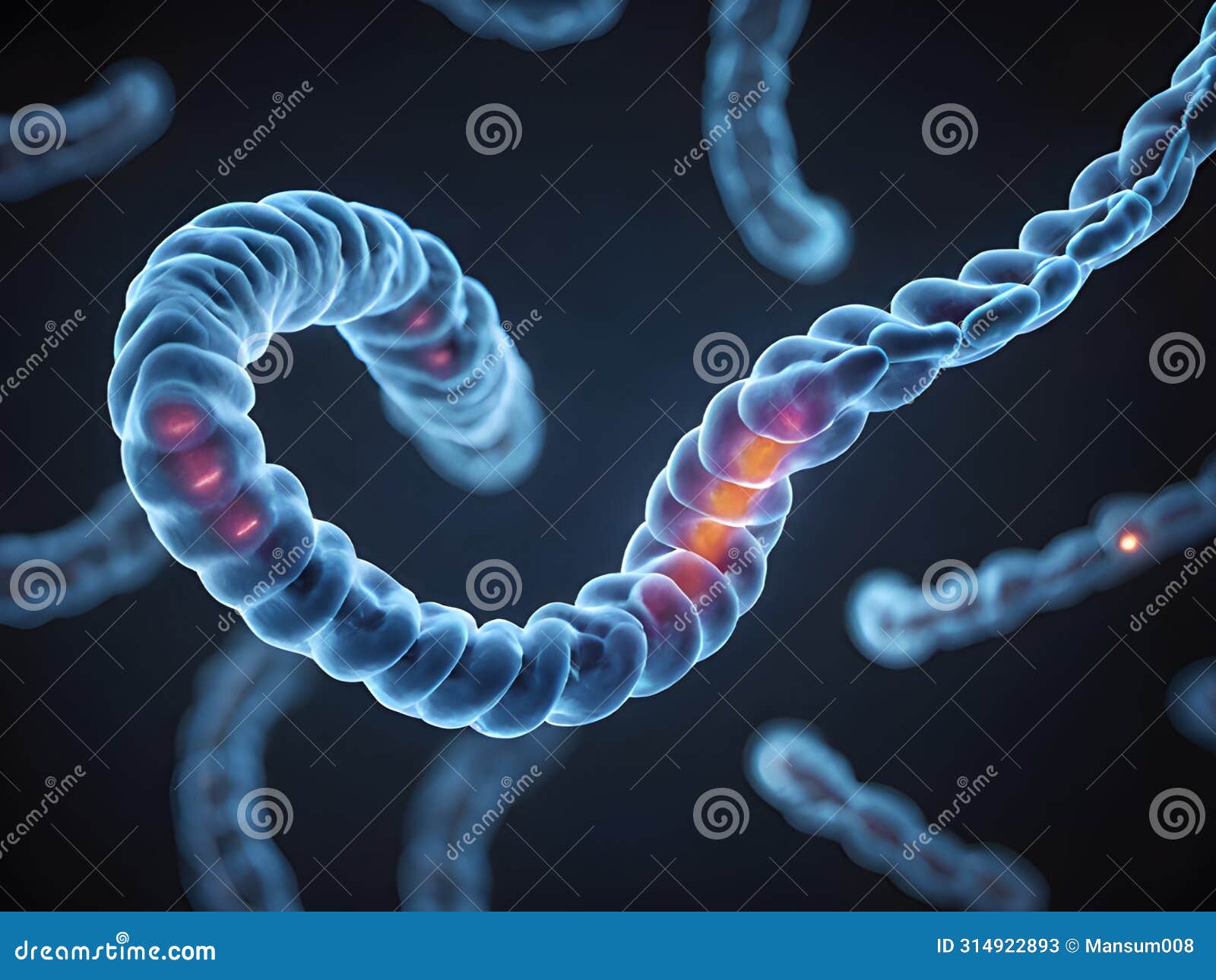 3d Illustration of Dna Chain with Black Cells Stock Illustration ...