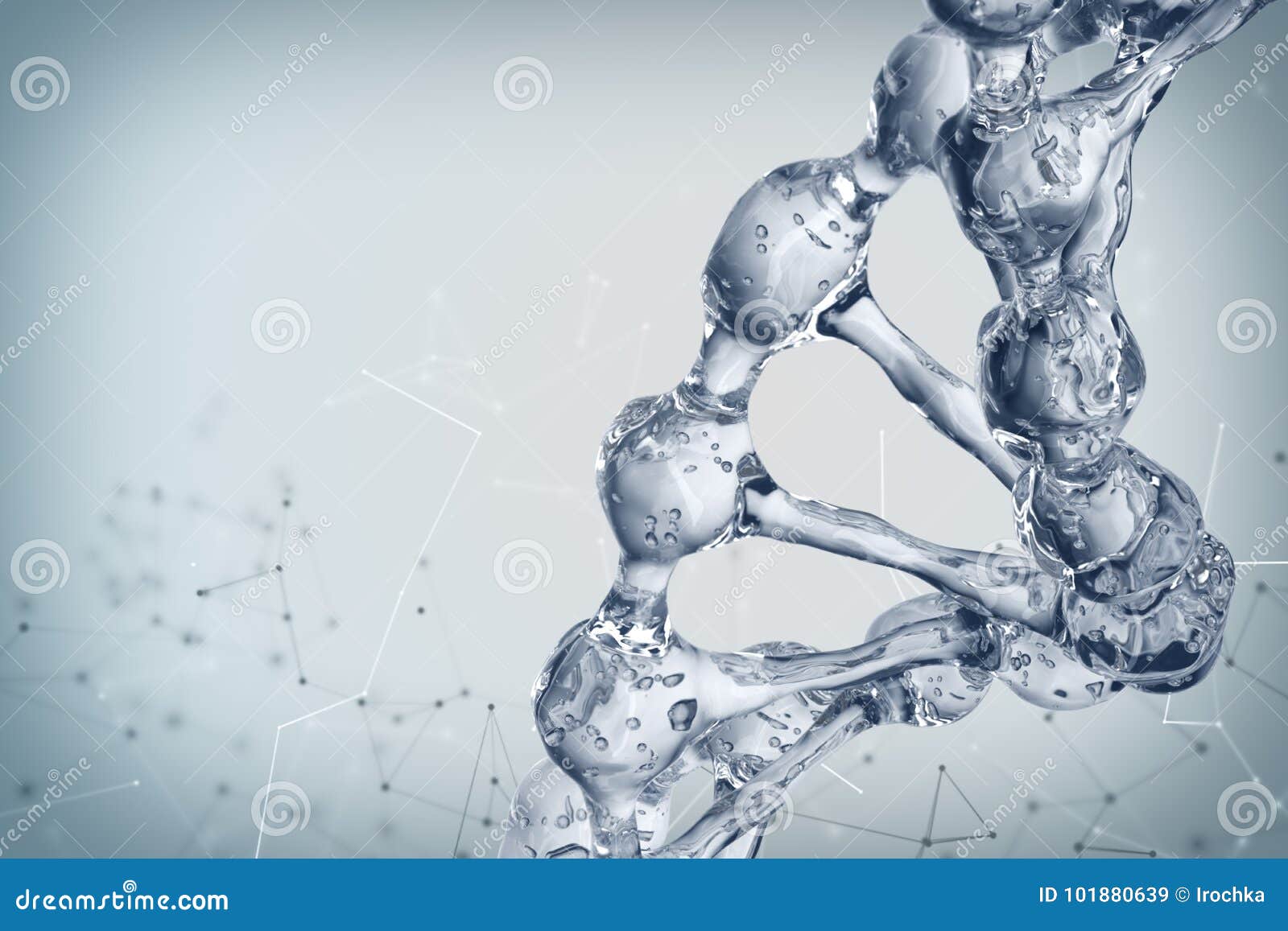 3d Illustration of DNA Molecule Model from Water. Stock Illustration ...