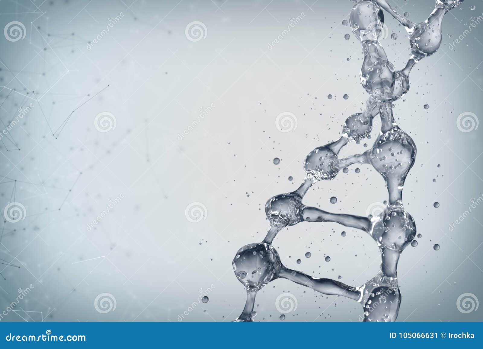 3d Illustration of DNA Molecule Model from Water. Stock Illustration ...