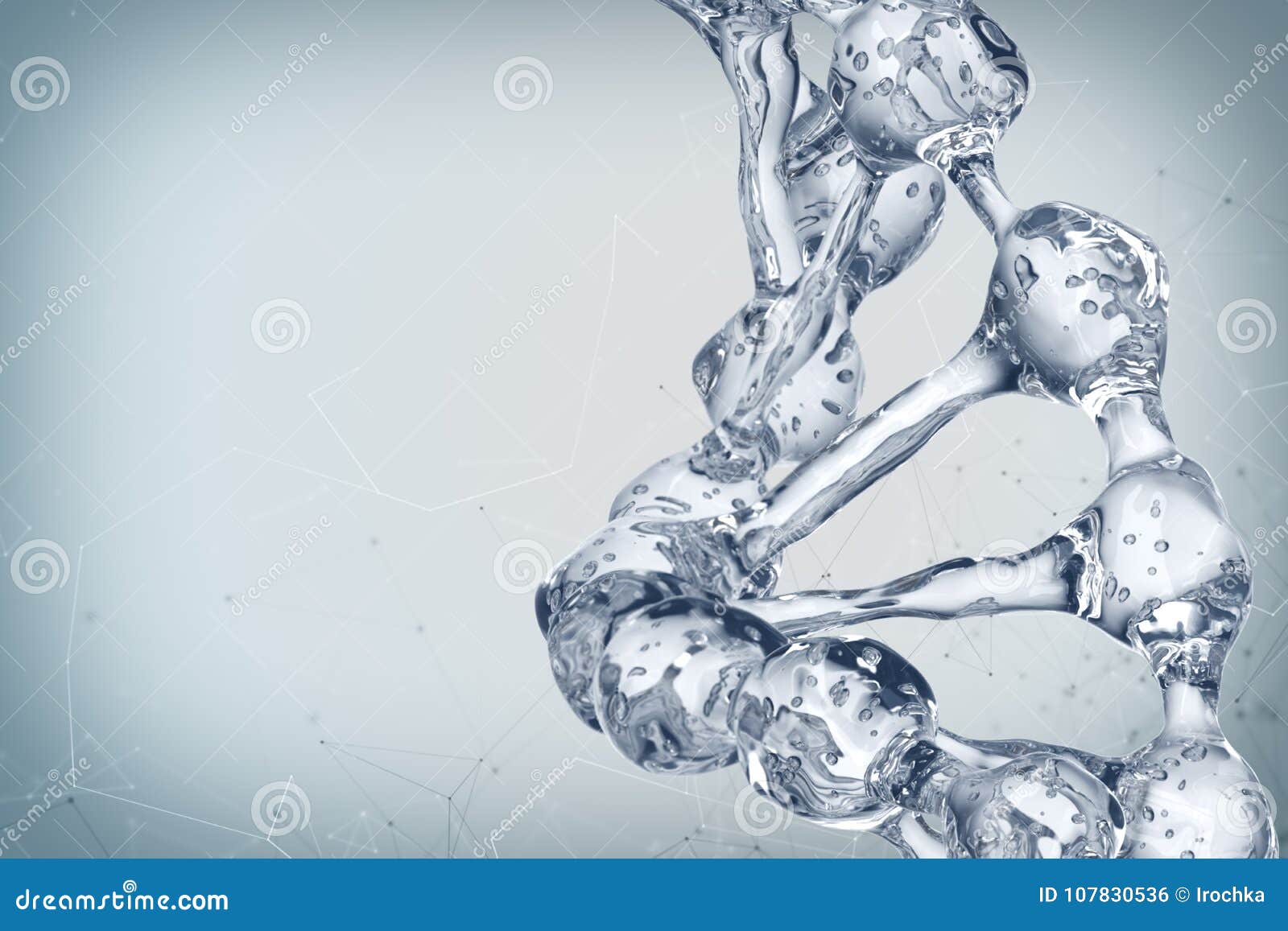 3d Illustration of DNA Molecule Model from Water. Stock Illustration ...