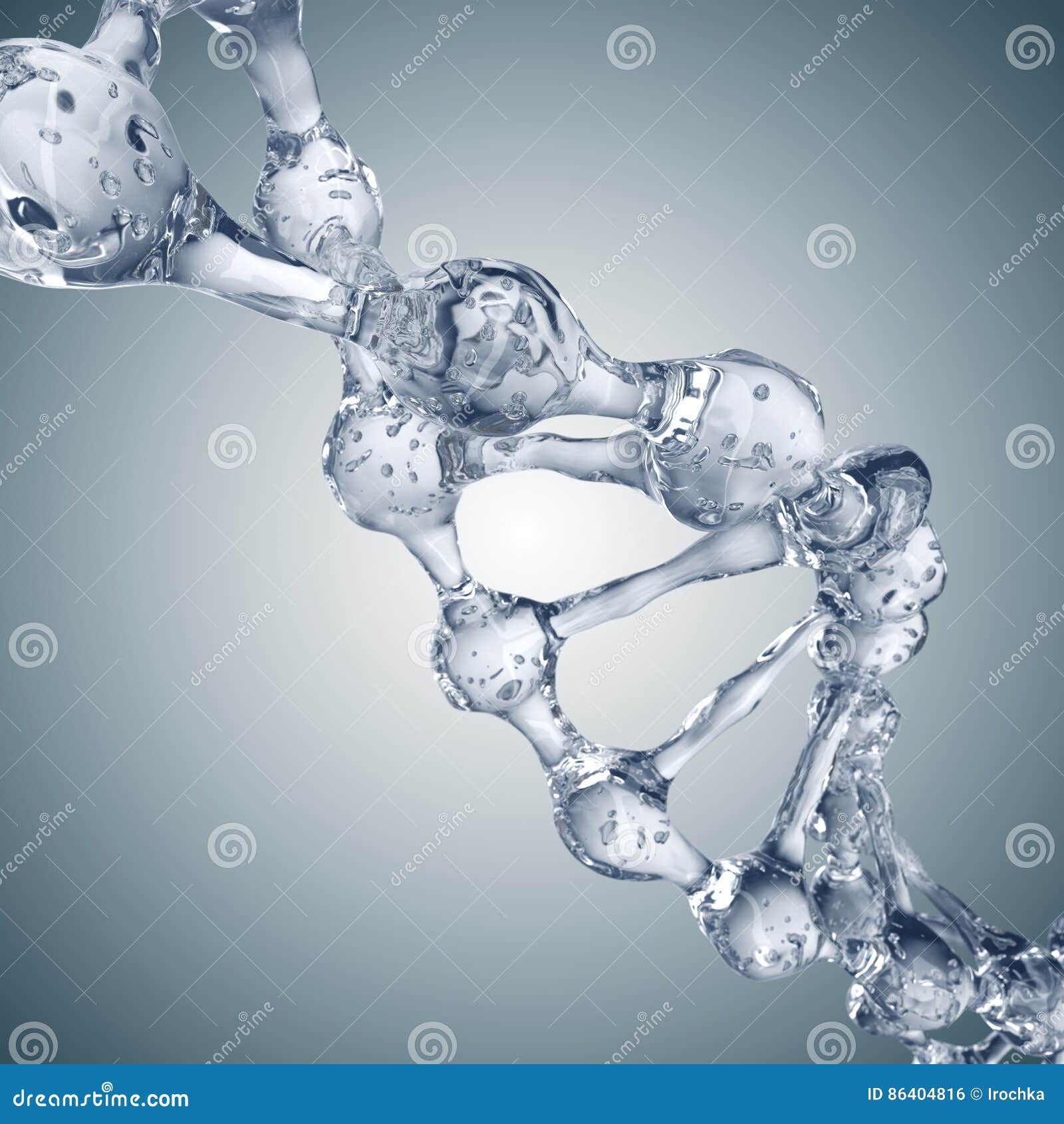 3d Illustration of DNA Molecule Model from Water. Stock Photo - Image ...