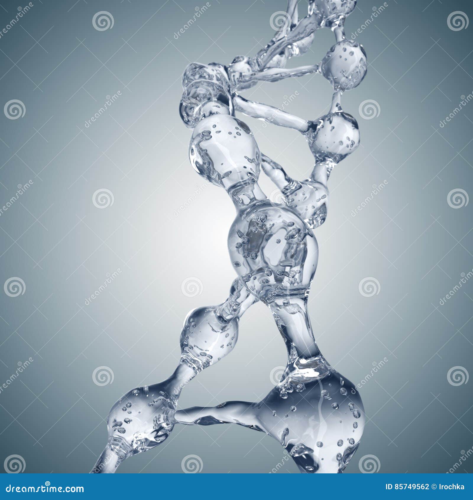 3d Illustration of DNA Molecule Model from Water. Stock Illustration ...