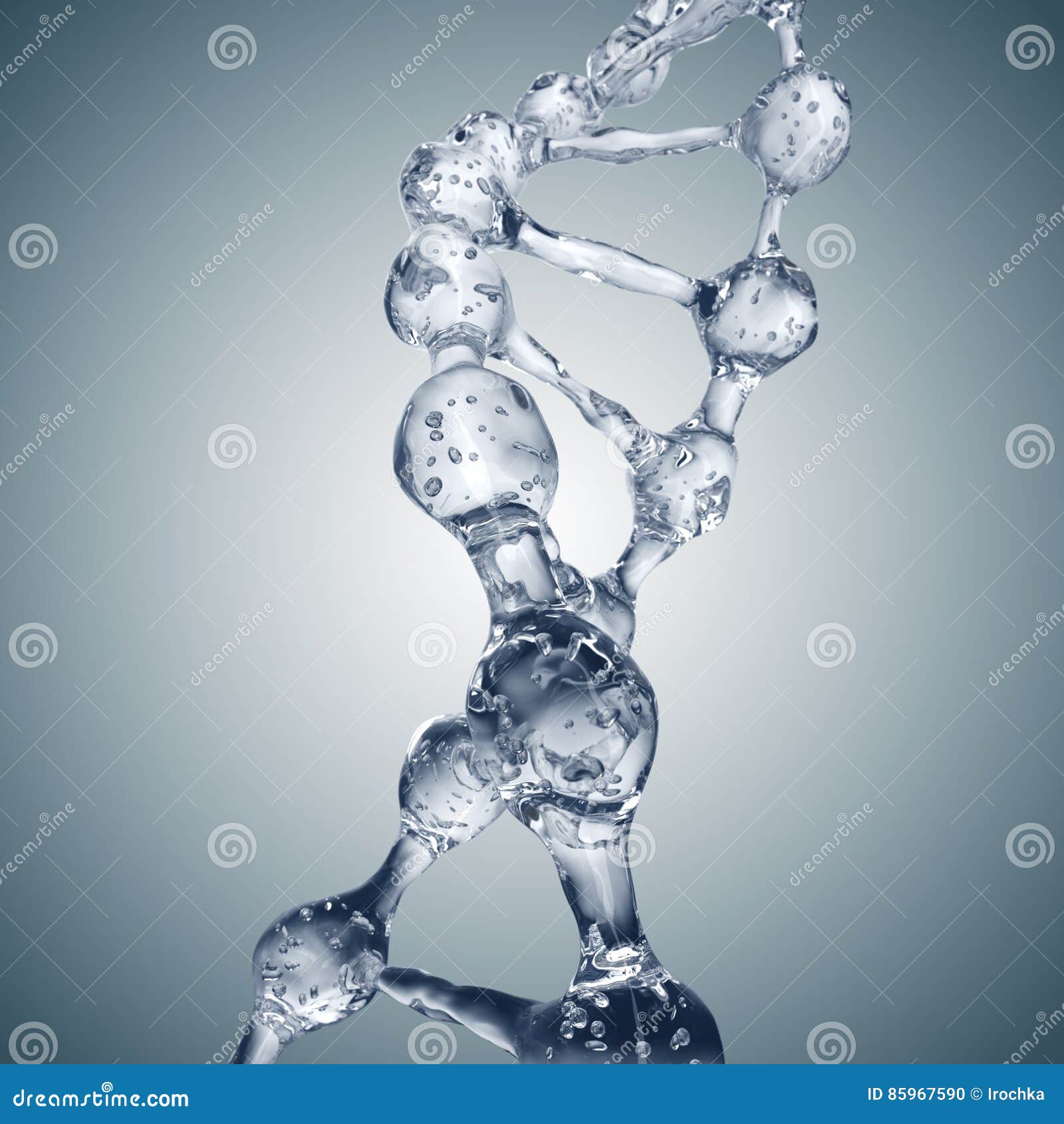 3d Illustration of DNA Molecule Model from Water. Stock Illustration ...