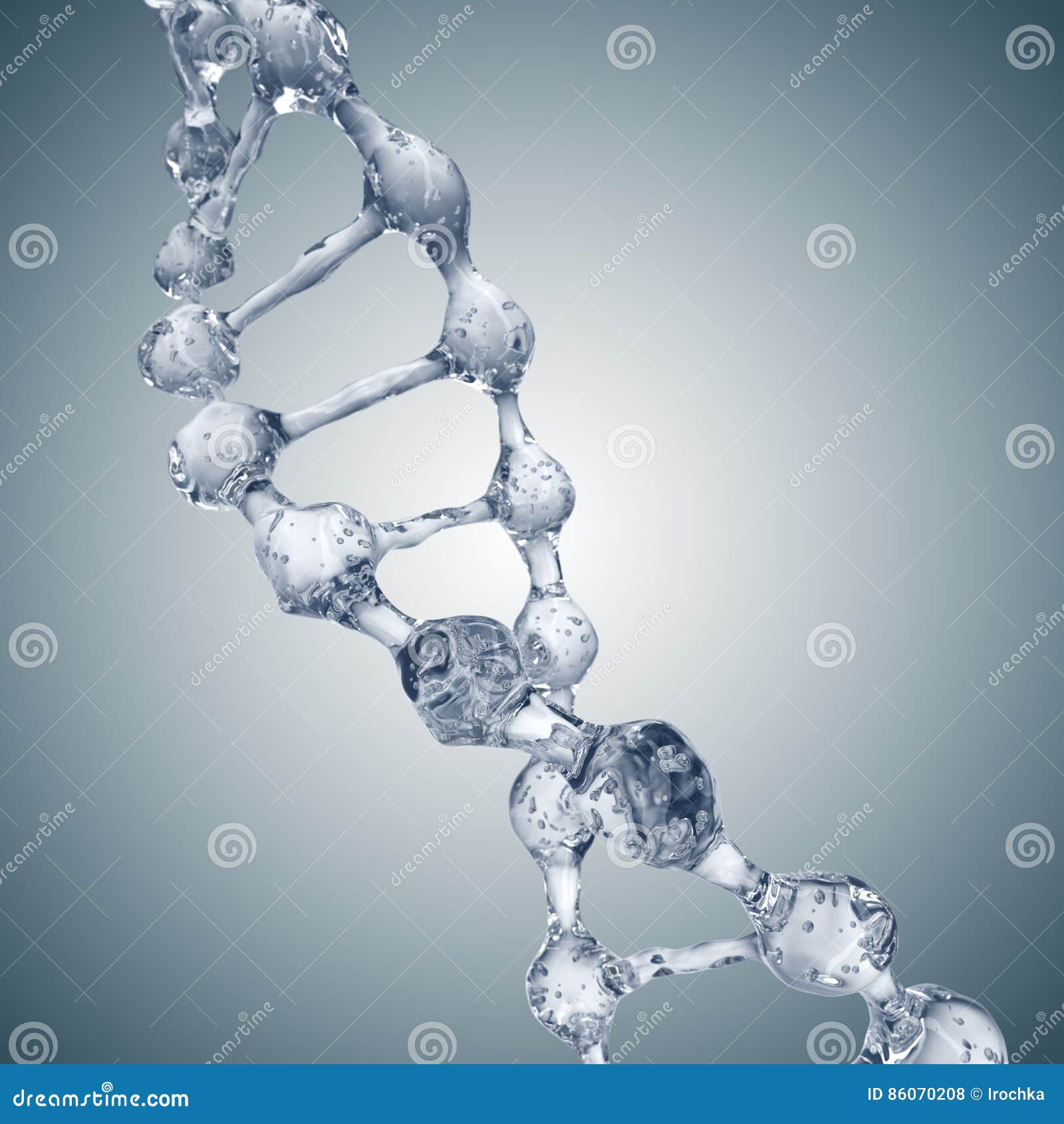 3d Illustration of DNA Molecule Model from Water. Stock Illustration ...