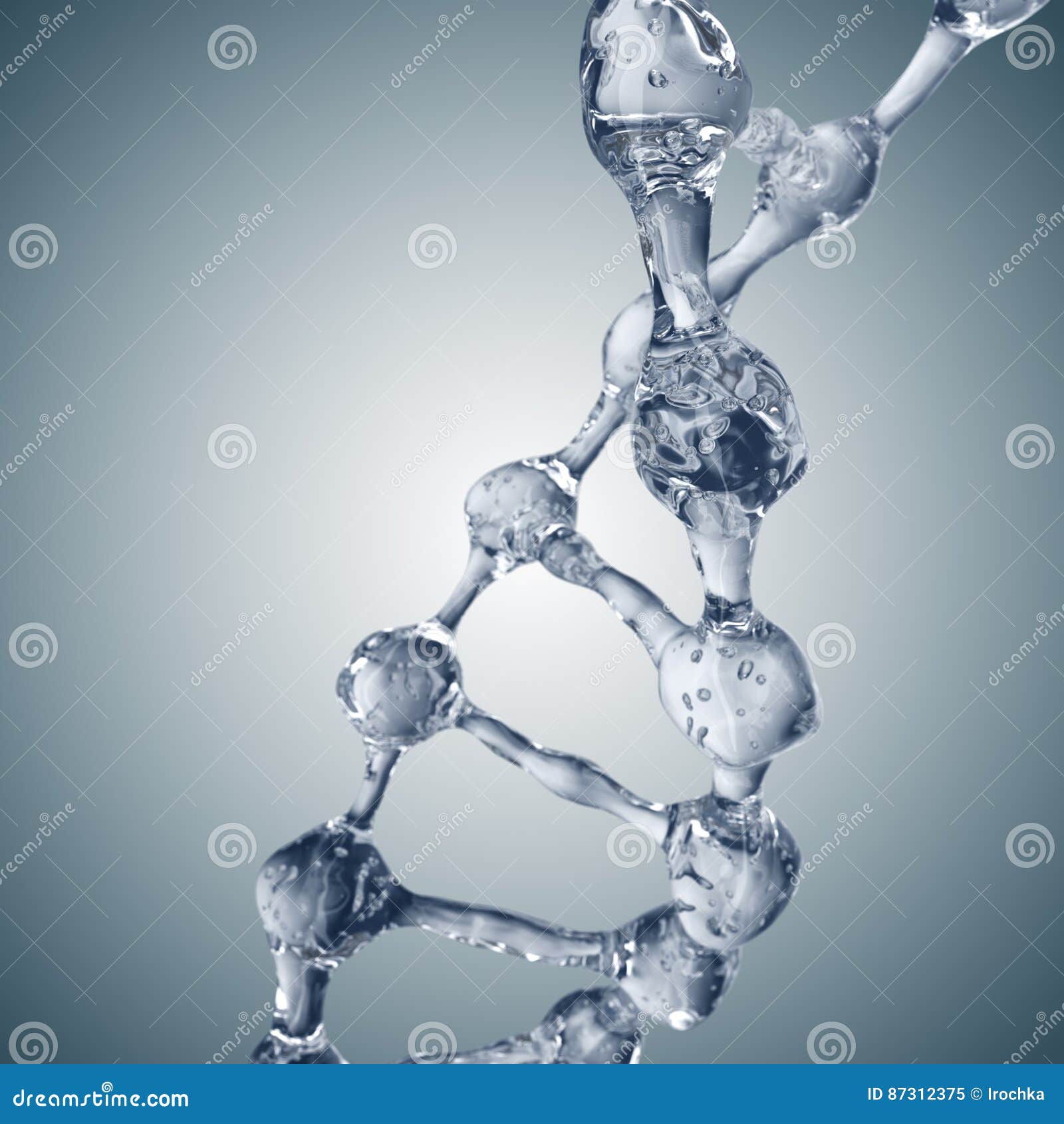 3d Illustration of DNA Molecule Model from Water. Stock Illustration ...