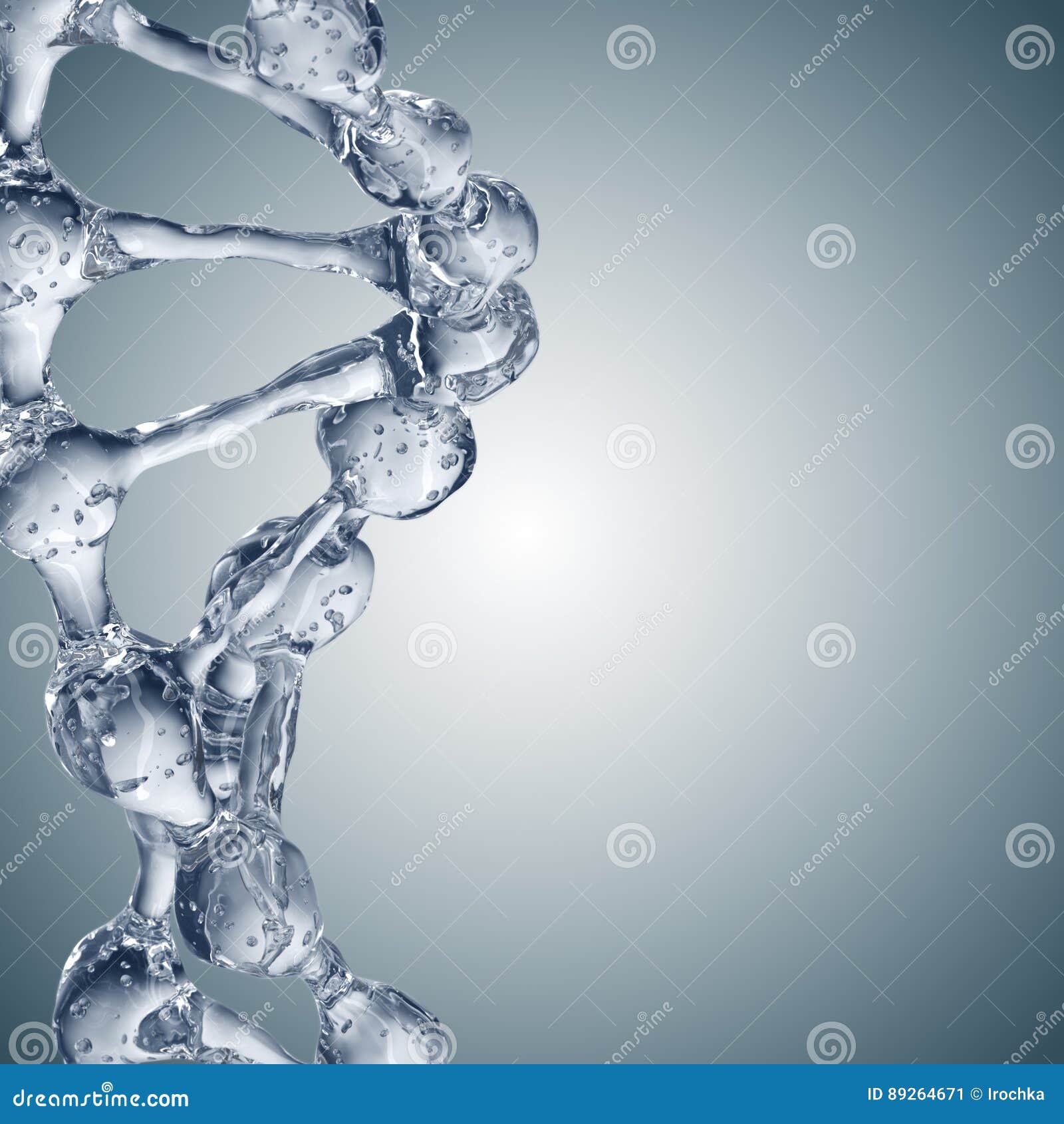 3d Illustration of DNA Molecule Model from Water. Stock Illustration ...