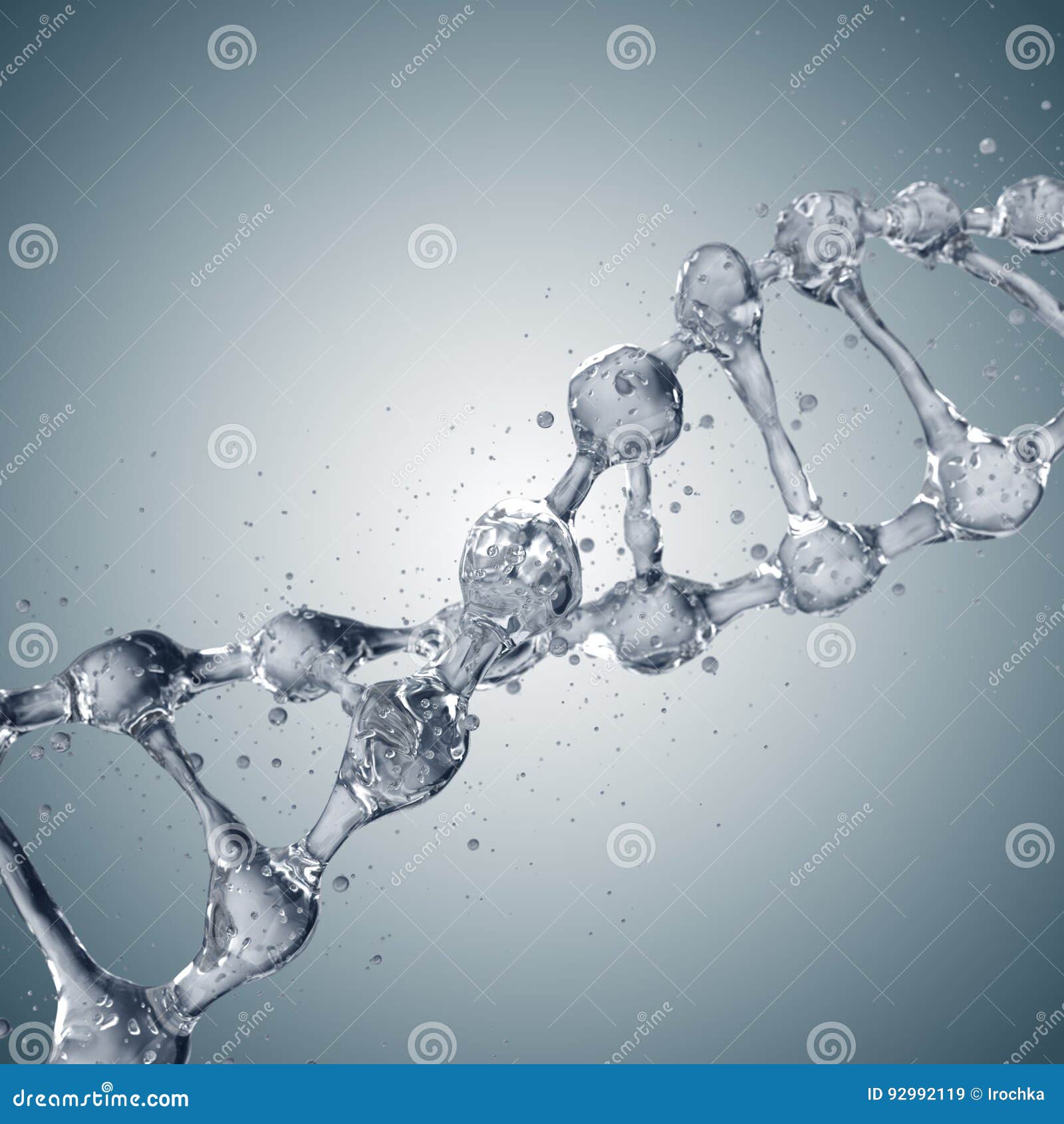 3d Illustration of DNA Molecule Model from Water. Stock Image - Image ...