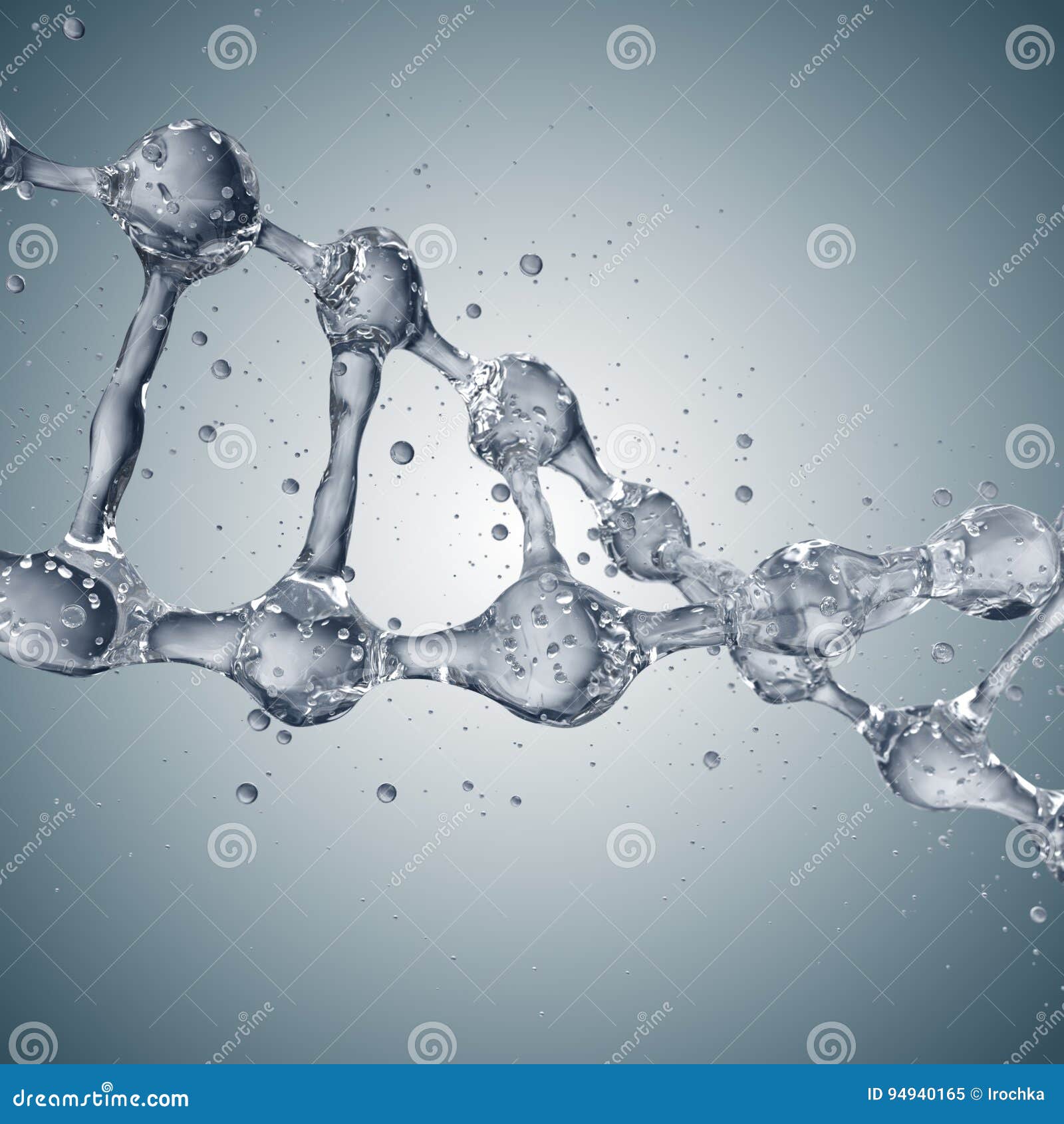 3d Illustration of DNA Molecule Model from Water. Stock Illustration ...