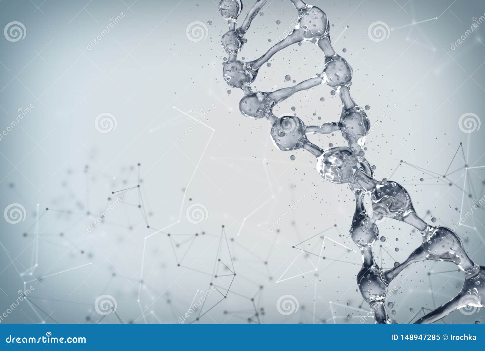 3d Illustration of DNA Molecule Model from Water. Stock Illustration ...