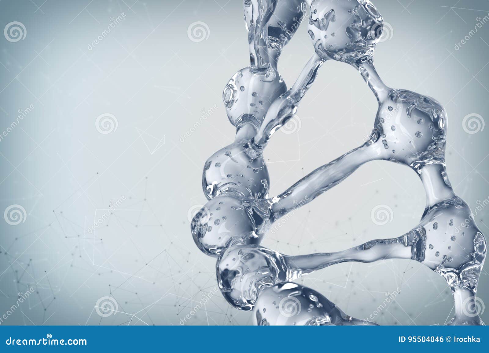 3d Illustration of DNA Molecule Model from Water. Stock Illustration ...