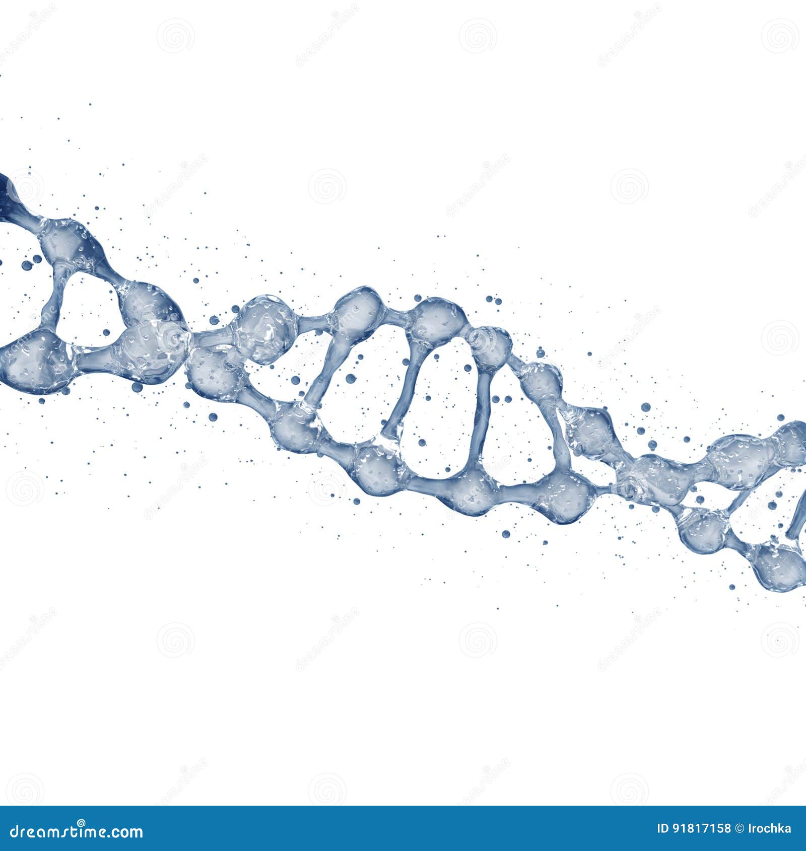 3d Illustration of DNA Molecule Model from Water. Stock Illustration ...