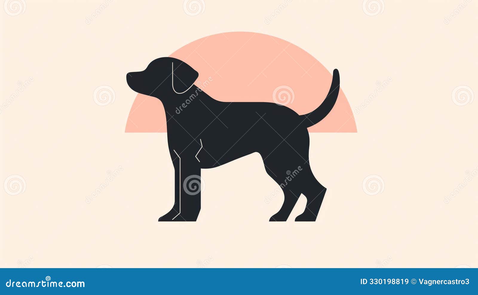 2D Illustration of a Dog with Its Tail Wagging with Basic Shapes on a ...