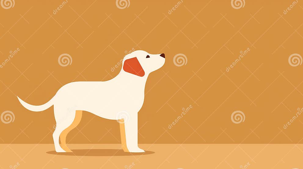 2D Illustration of a Dog with Its Tail Wagging with Basic Shapes on a ...