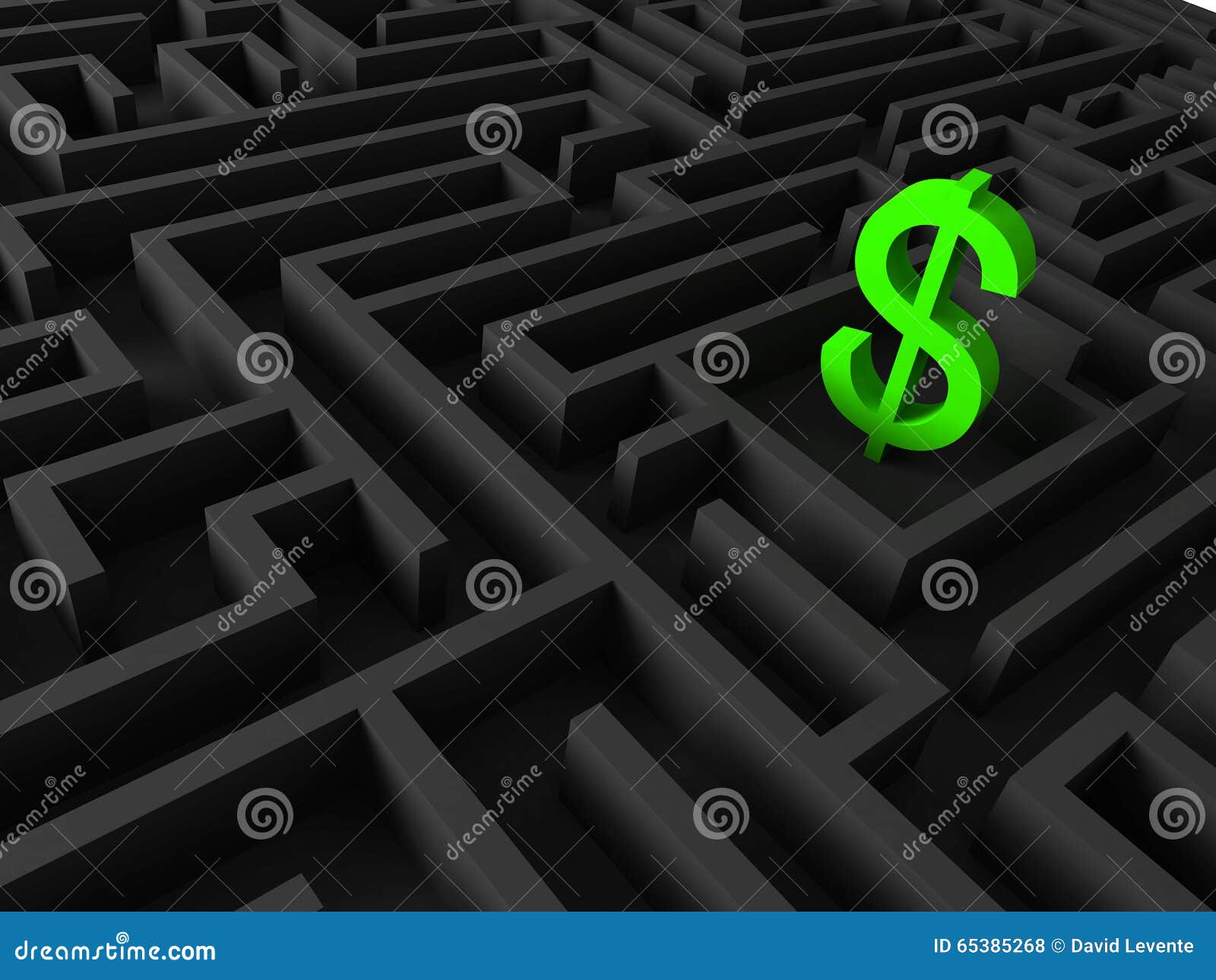 3d Illustration of Dollar Sign in Maze Stock Illustration ...