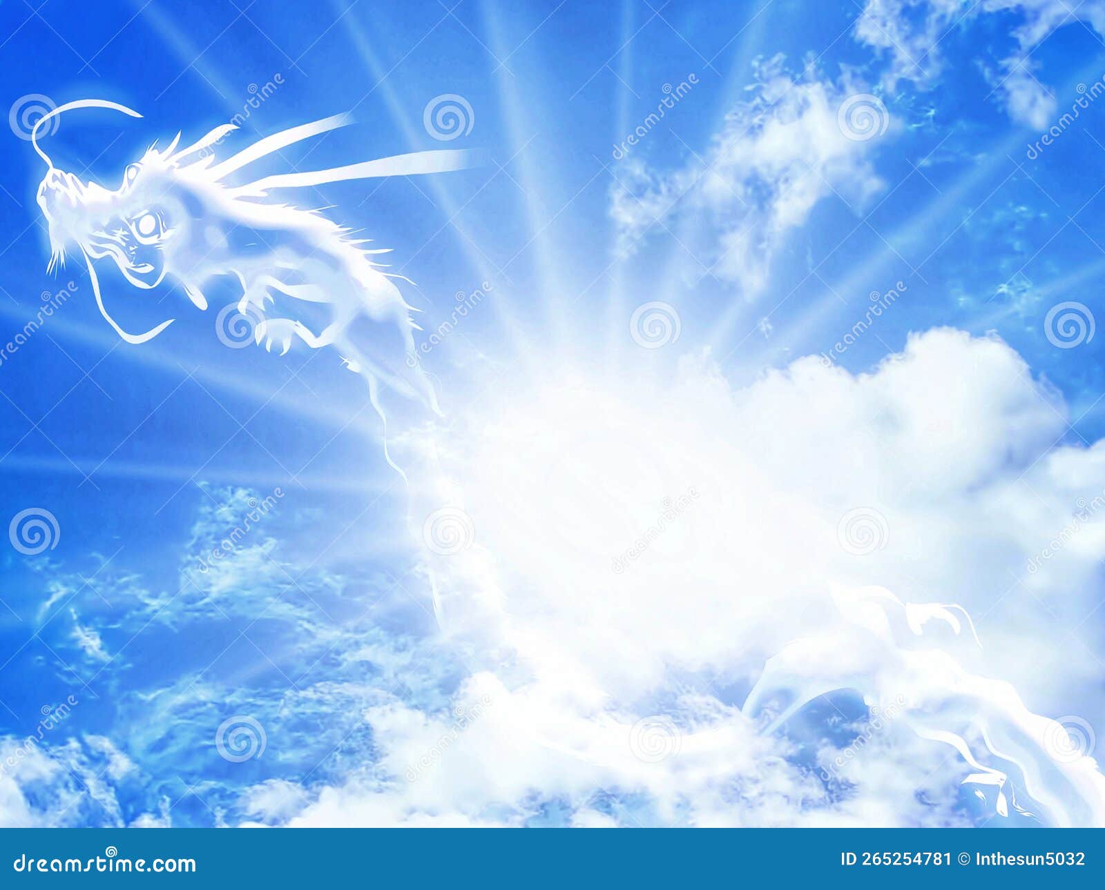 3d Illustration of Dragon Clouds Floating in the Sky Stock Illustration ...