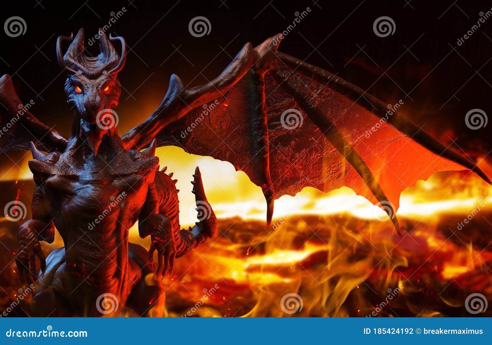 3d Illustration of a Dragon in Fire Stock Illustration - Illustration ...