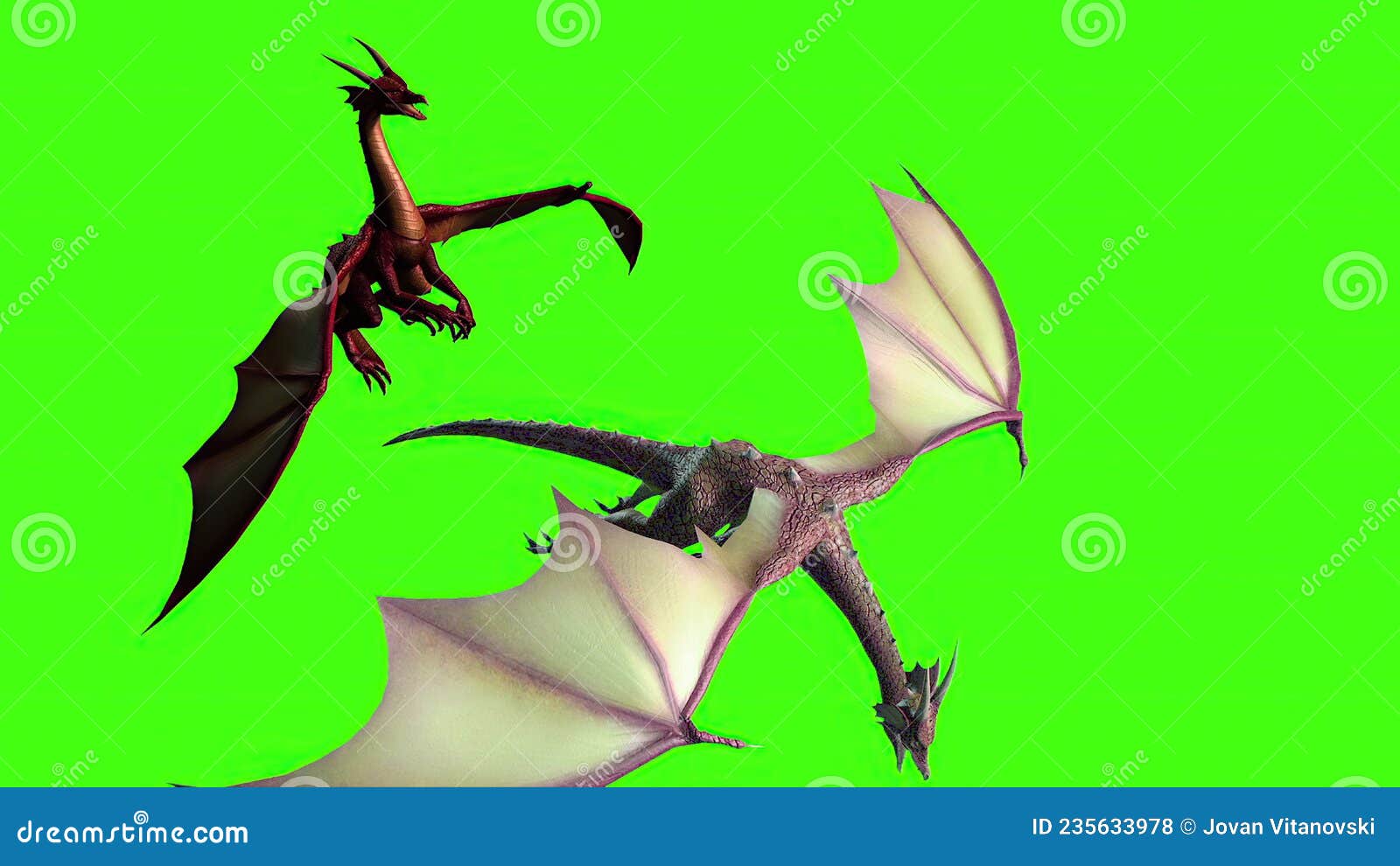 3D Illustration Of 3 Dragons Flying Around Tower High In Moody Clouds ...