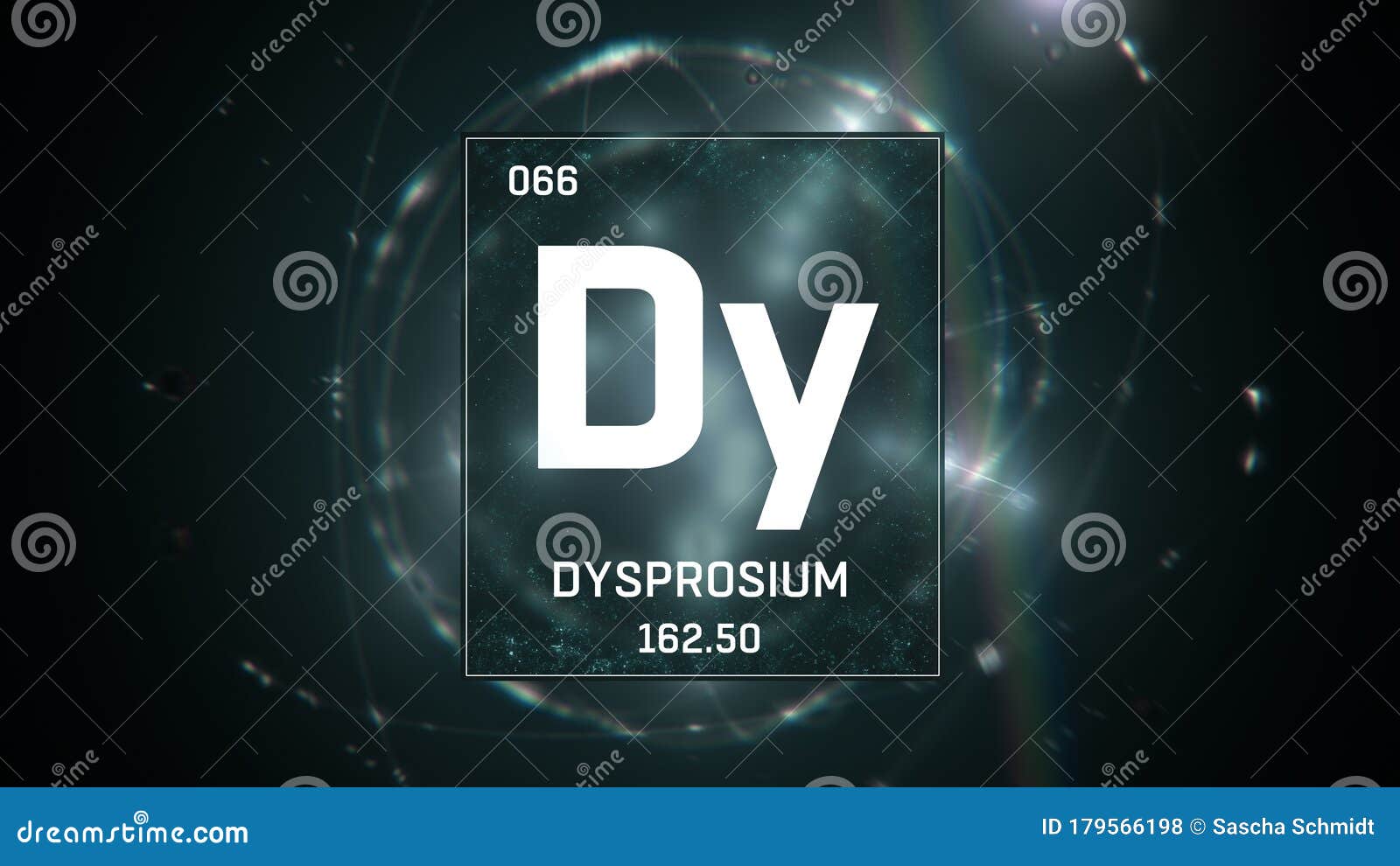 Dysprosium As Element 66 of the Periodic Table 3D Illustration on Green ...