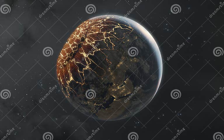 3D Illustration of Earth Exploding Stock Illustration - Illustration of ...