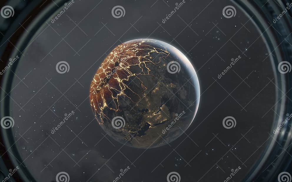 3D Illustration of Earth Exploding Stock Illustration - Illustration of ...