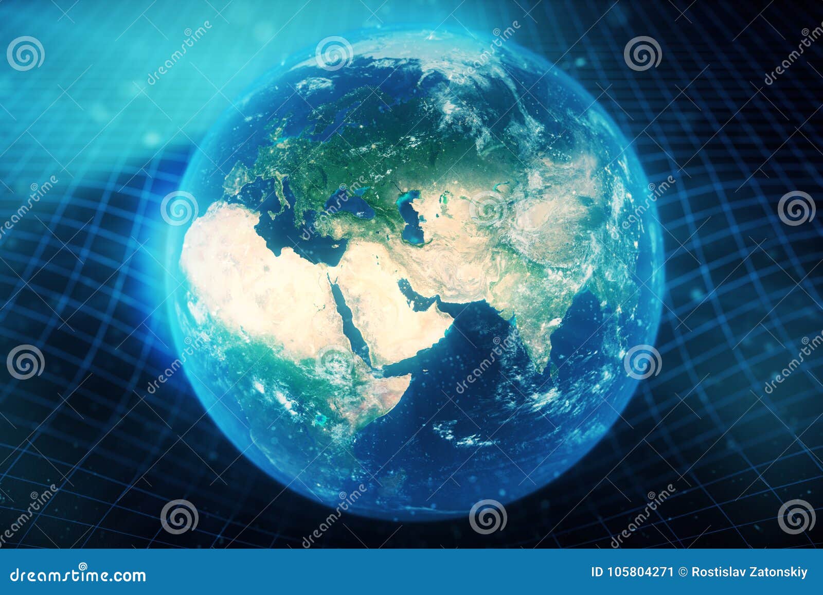 3D Illustration Earth`s Gravity Bends Space Around it. with Bokeh ...