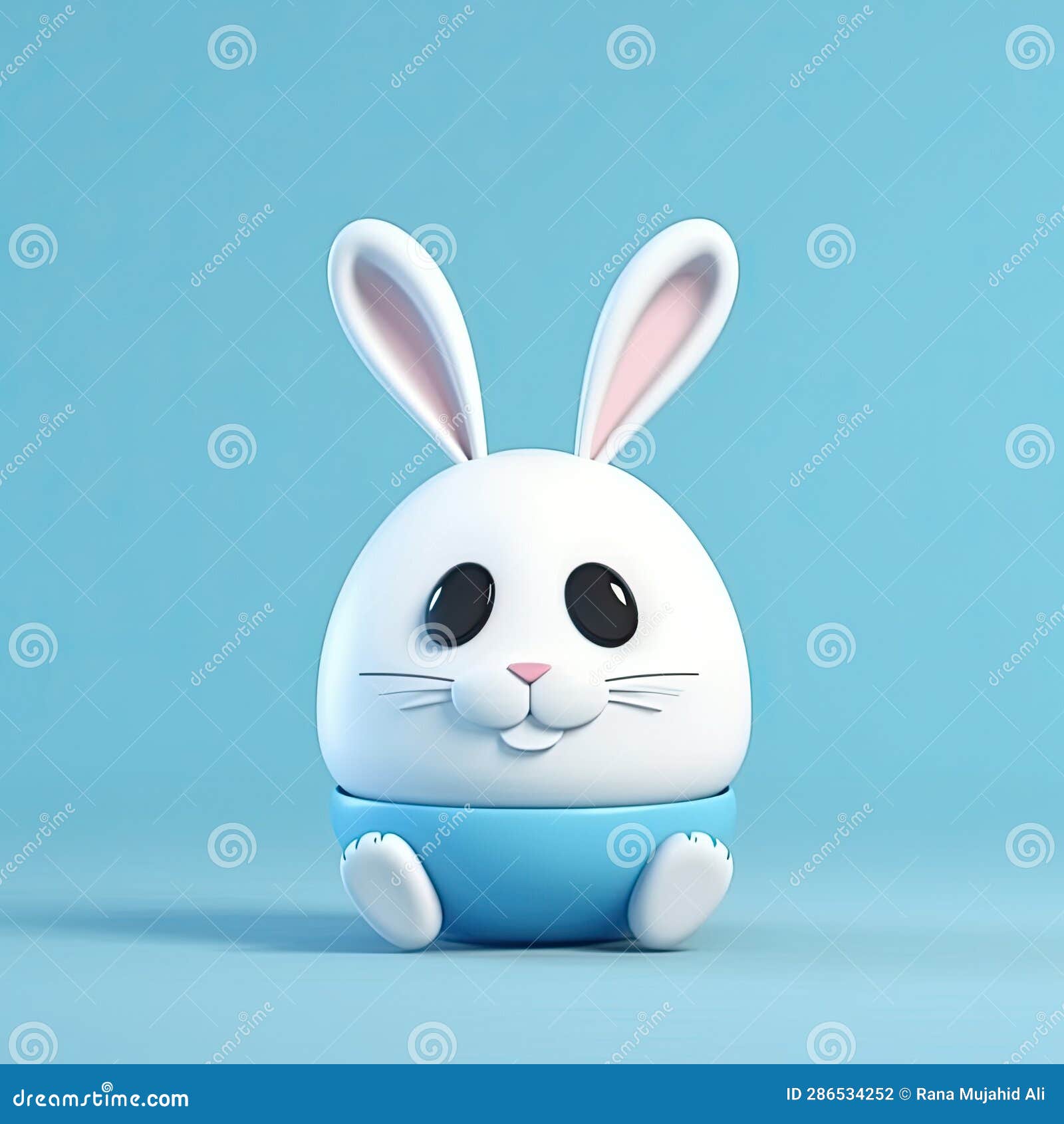 3D Illustration of Easter Bunny on Blue Background, Generative AI Stock ...