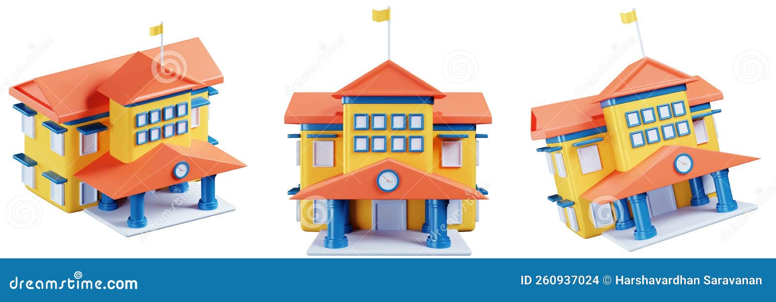 College 3D Icon Set Multiple Views of College Building Stock Photo ...