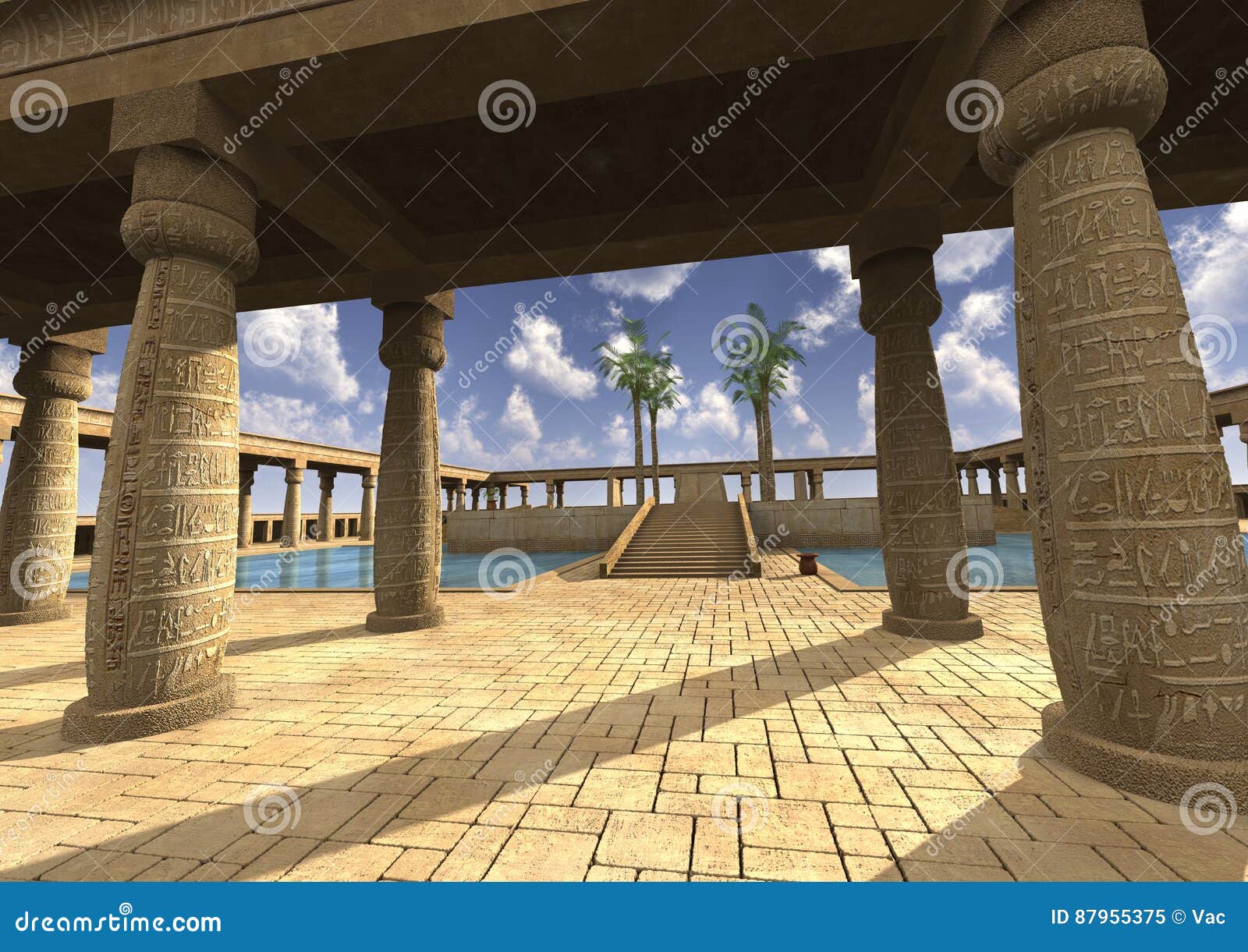 Egyptian Palace 3D Illustration Fantasy Old Kingdom Stock Photography ...