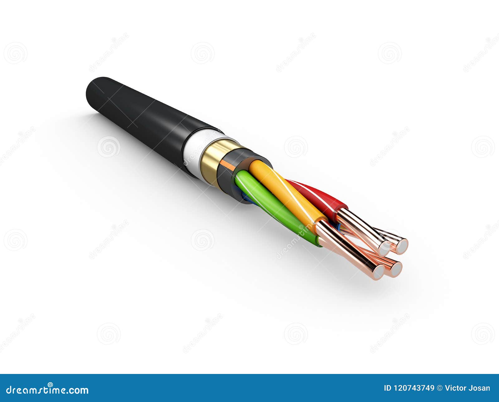Cable With Copper Conductors. Front View, Vector Illustration ...