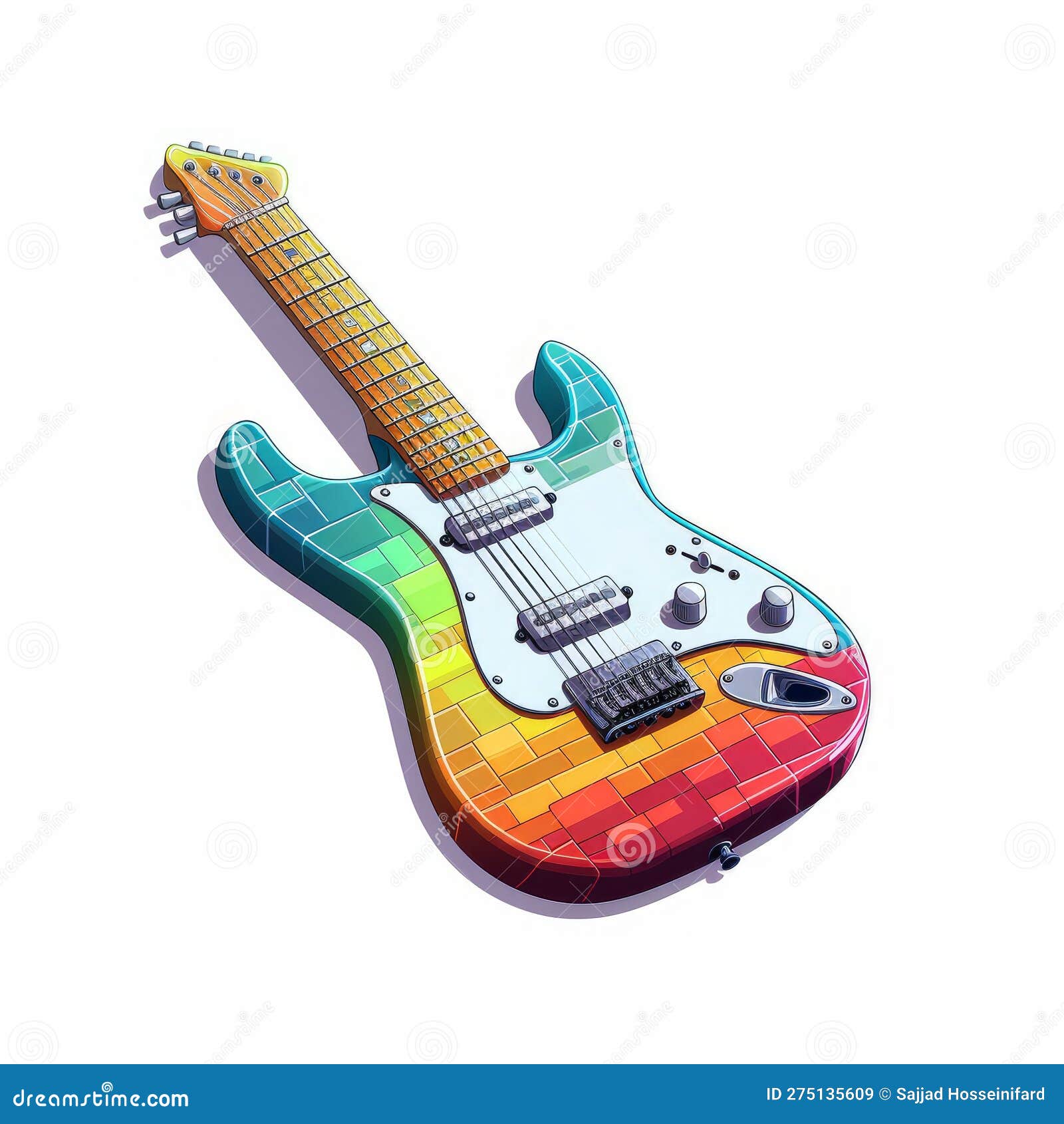 Pixel Art Electric Guitar stock illustration. Illustration of colors ...