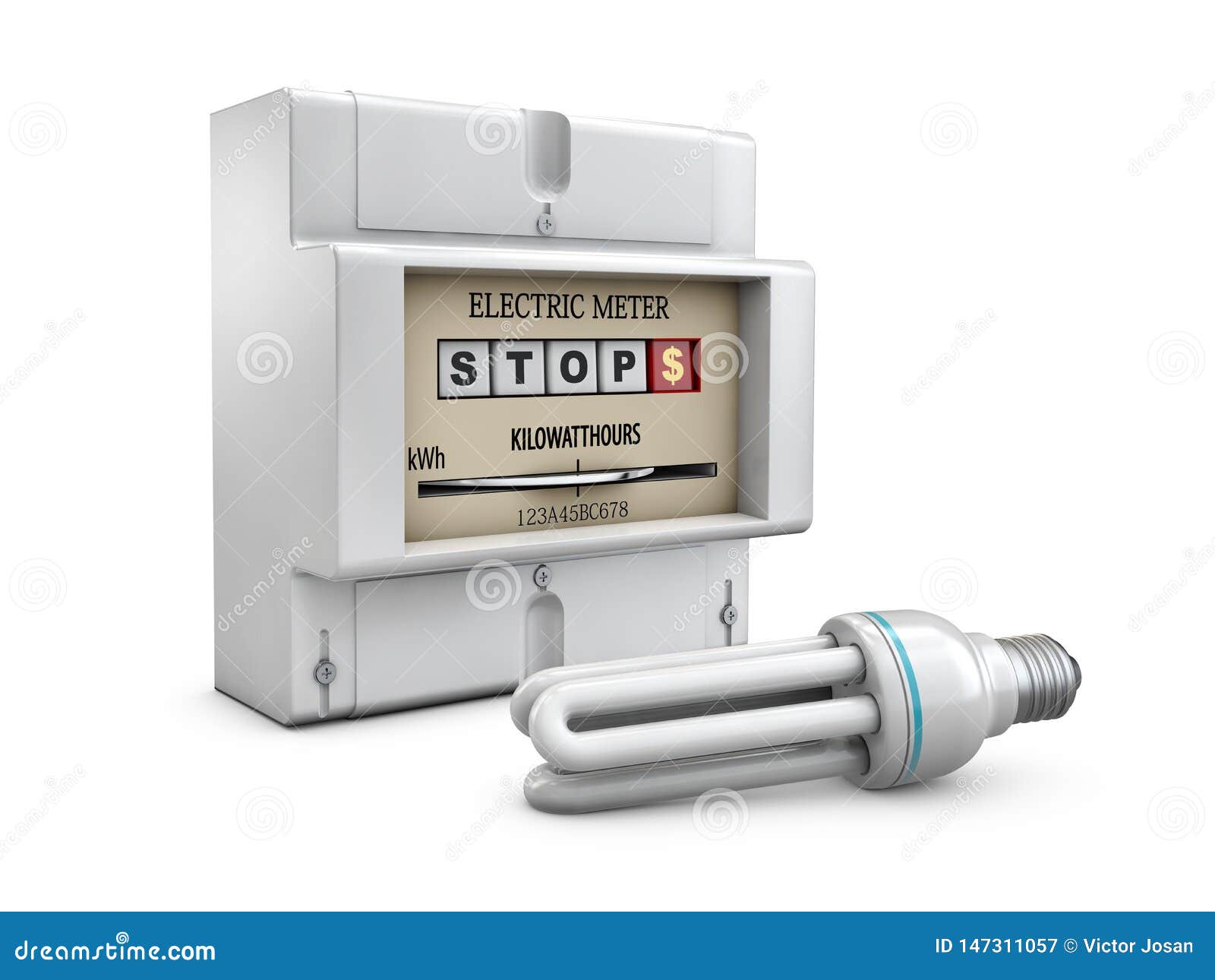 3d Illustration of Electric Meter on White Background Stock Image ...