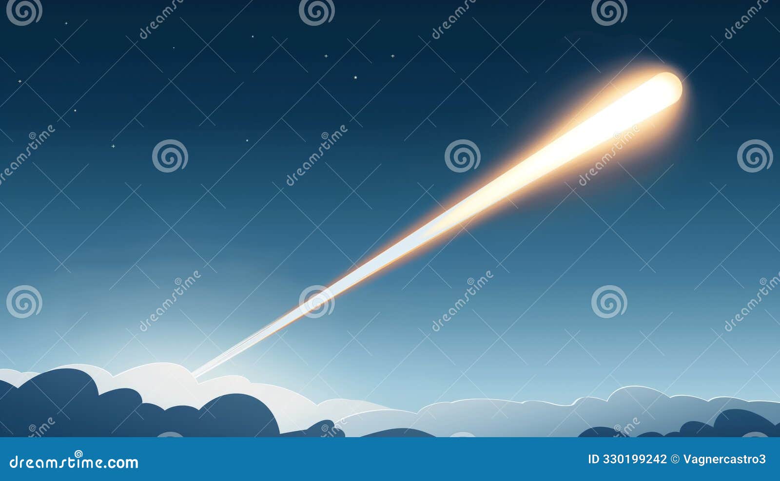 2D Illustration of an Elegant Comet with a Tail with Basic Shapes Stock ...