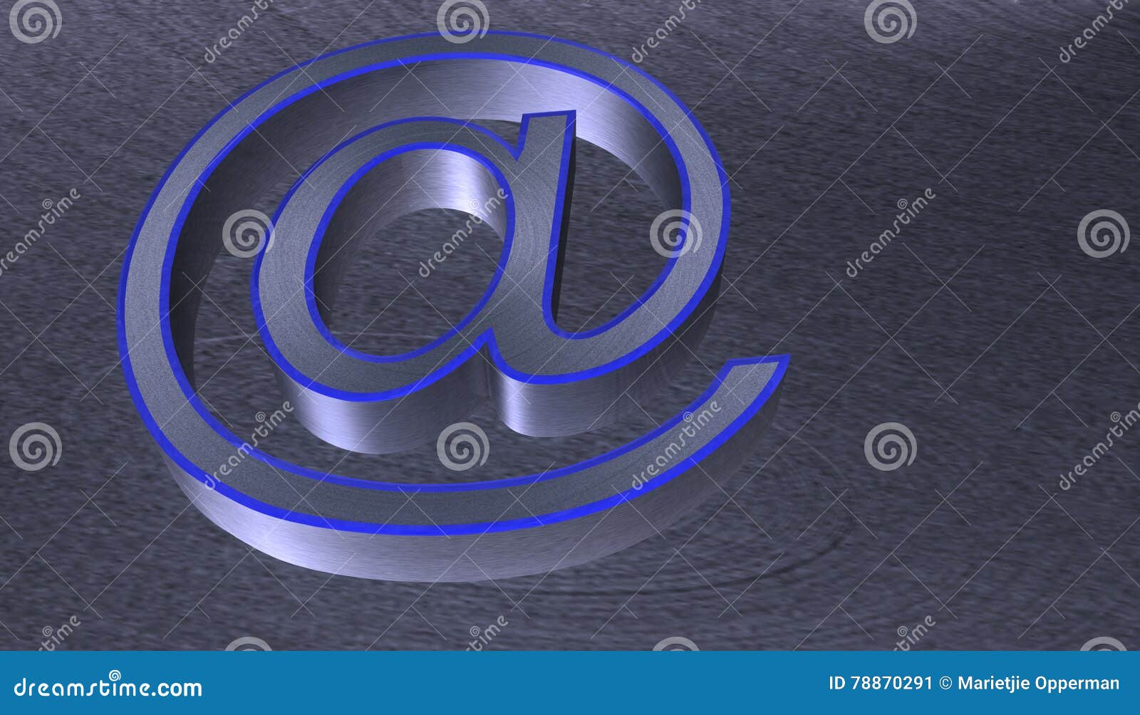 3D Illustration.at Email Sign Brushed Metal with Blue Stock ...