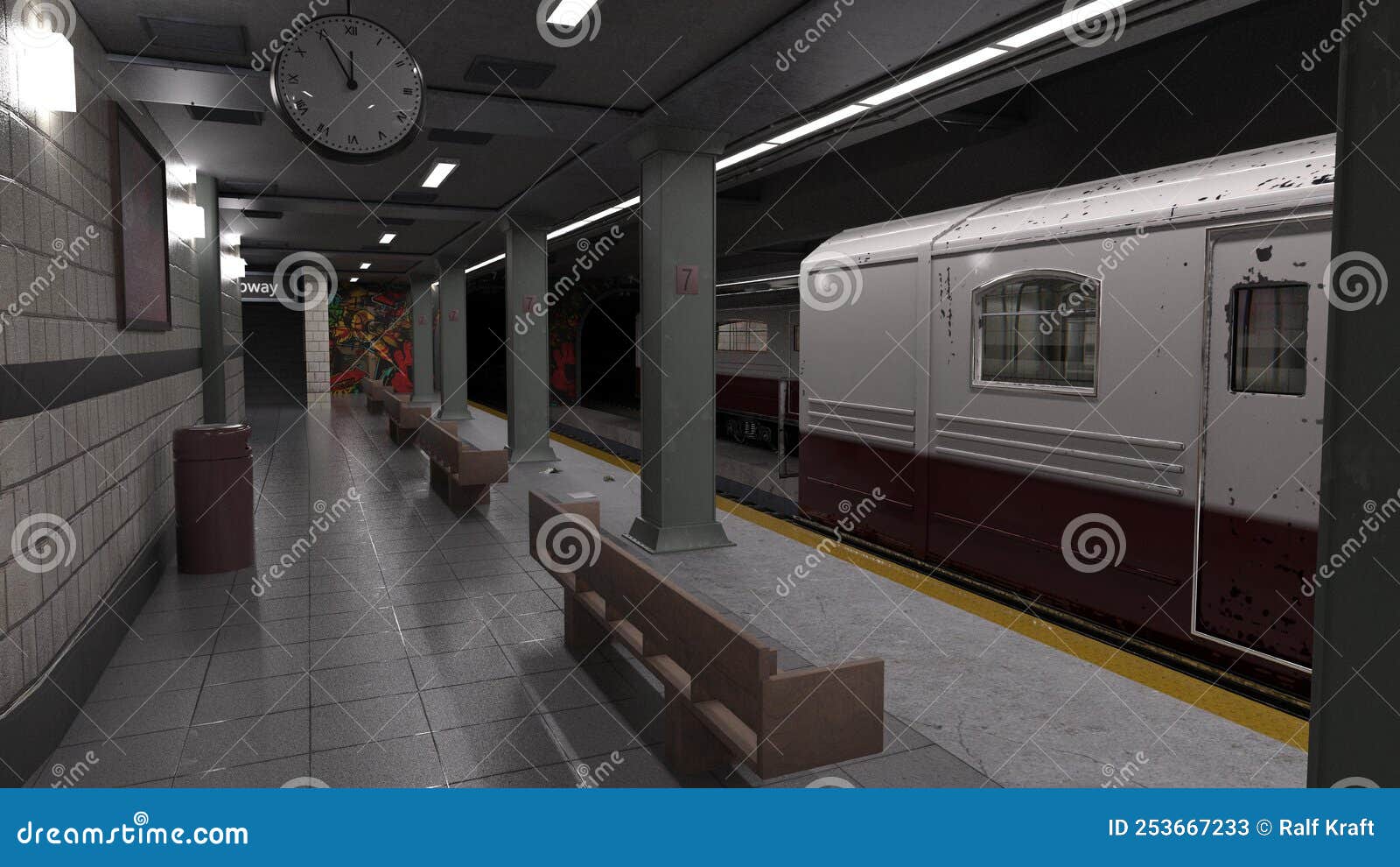 3D-illustration of an Empty and Abandoned Subway Station Stock ...