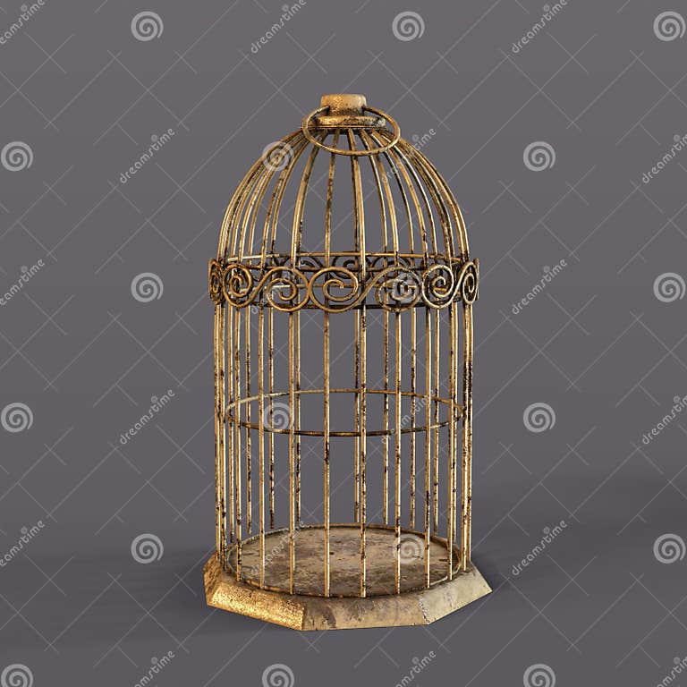3d-illustration of an Empty Birdcage Stock Illustration - Illustration of birdcage, background ...