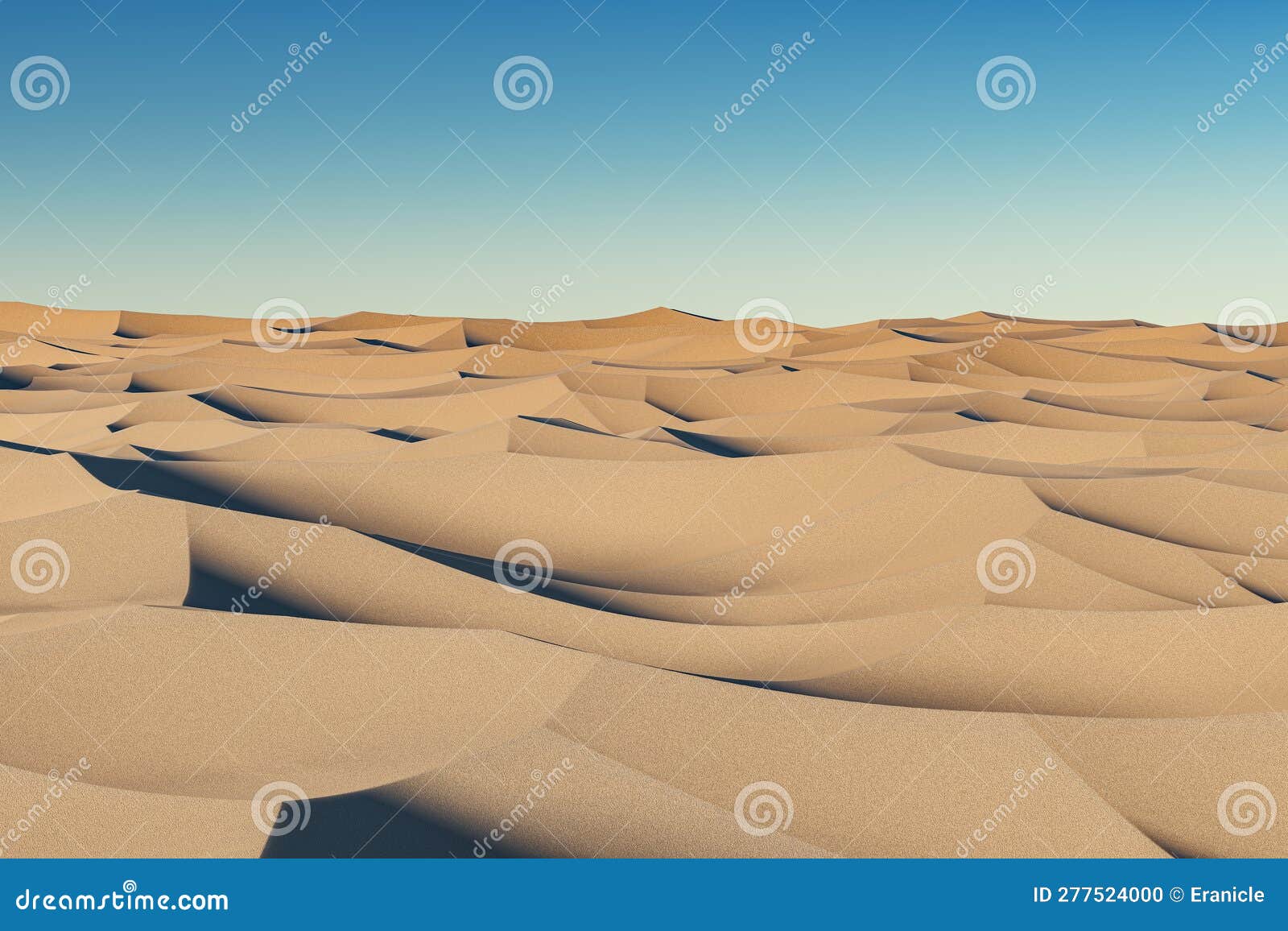 3d Illustration of Empty Desert Landscape, Outdoor Scene Stock ...