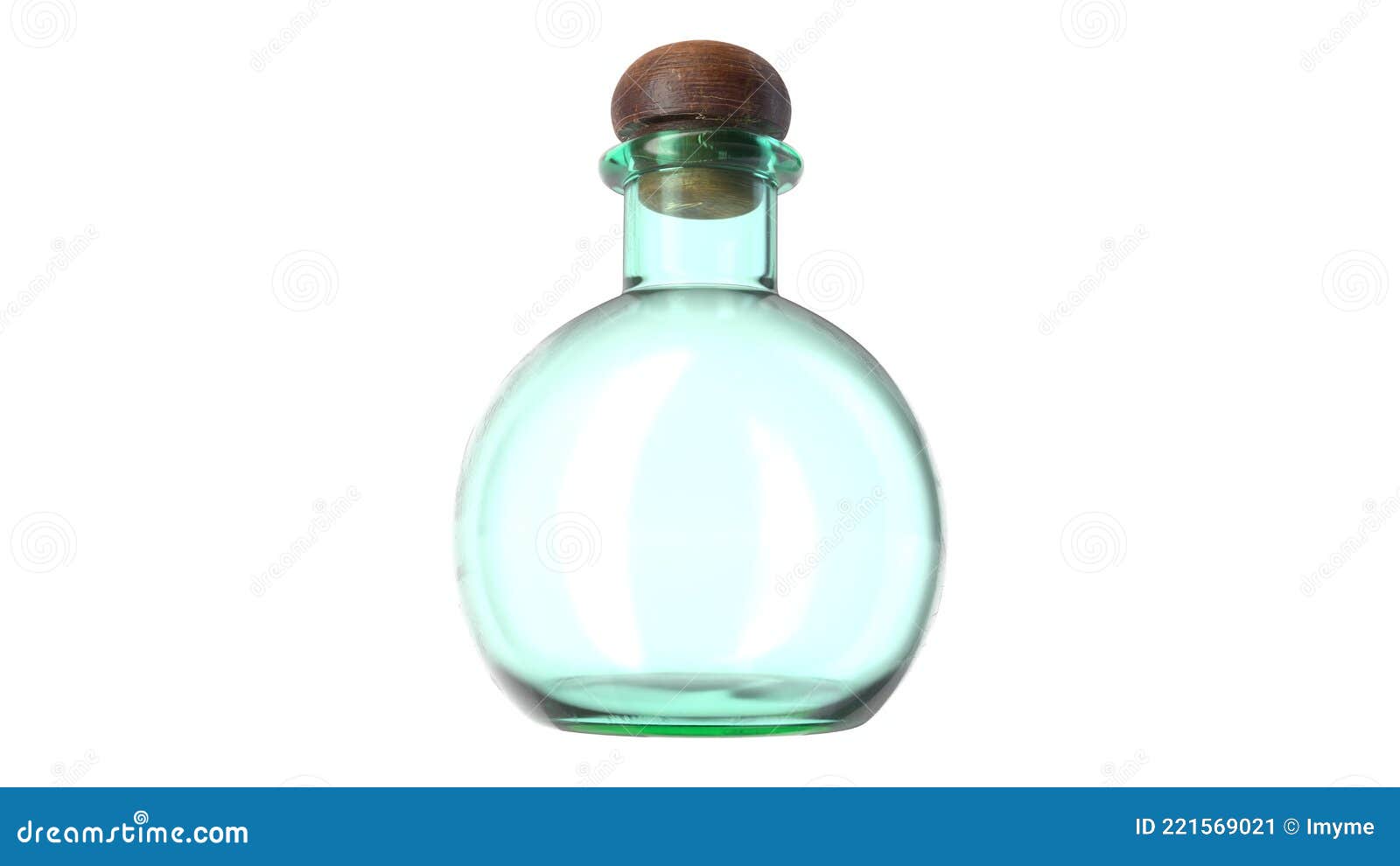 3D Illustration of Empty Glass Flask Closed with Cork Stopper. Stock ...