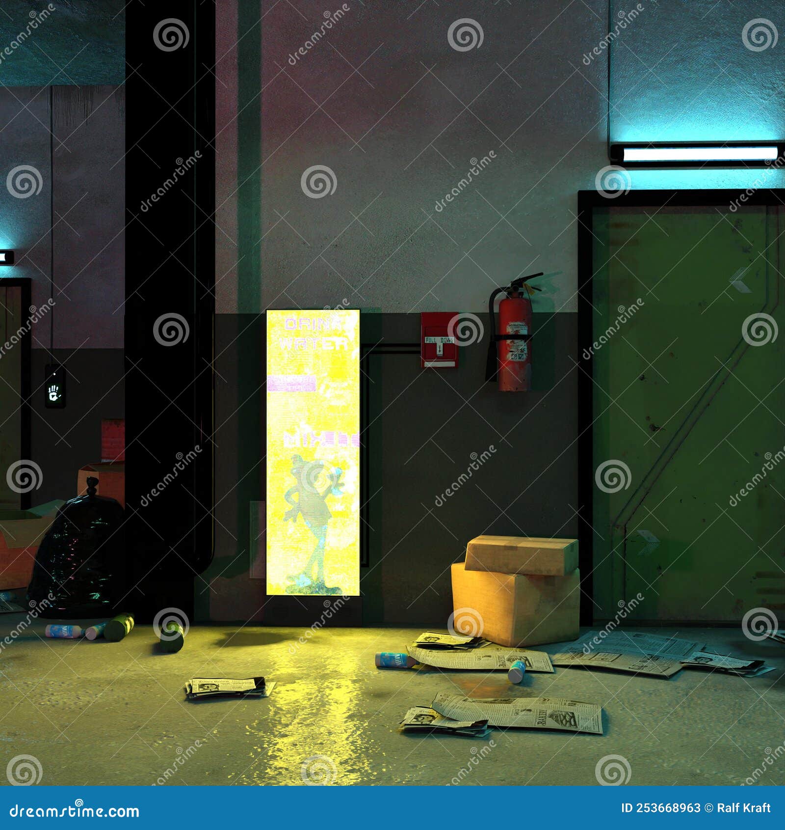 3d-illustration of an Empty and Scary Futuristic Hallway Stock ...