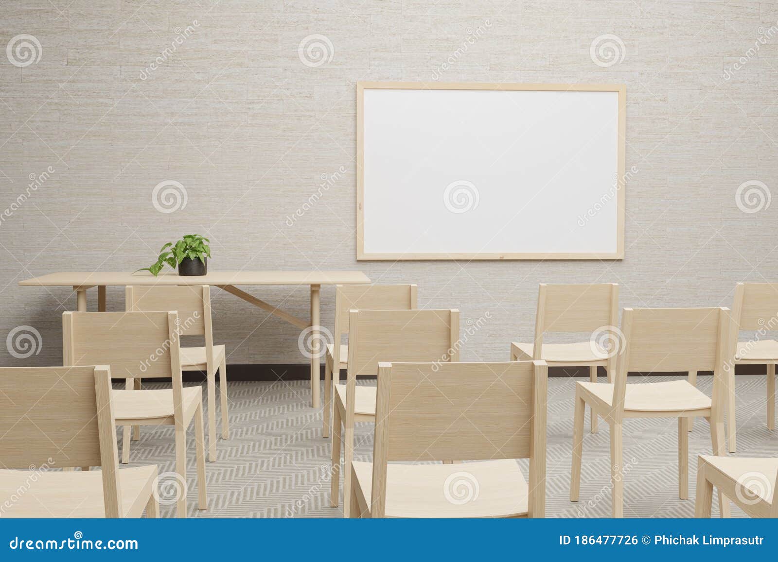 Empty Training Room with Blank Whiteboard Stock Illustration ...