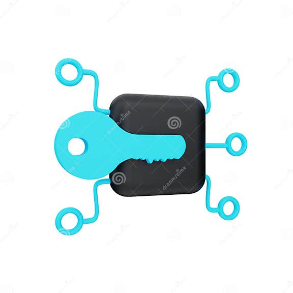 3d Illustration Encryption Object. Blue Key on the Black Padlock. 3d ...
