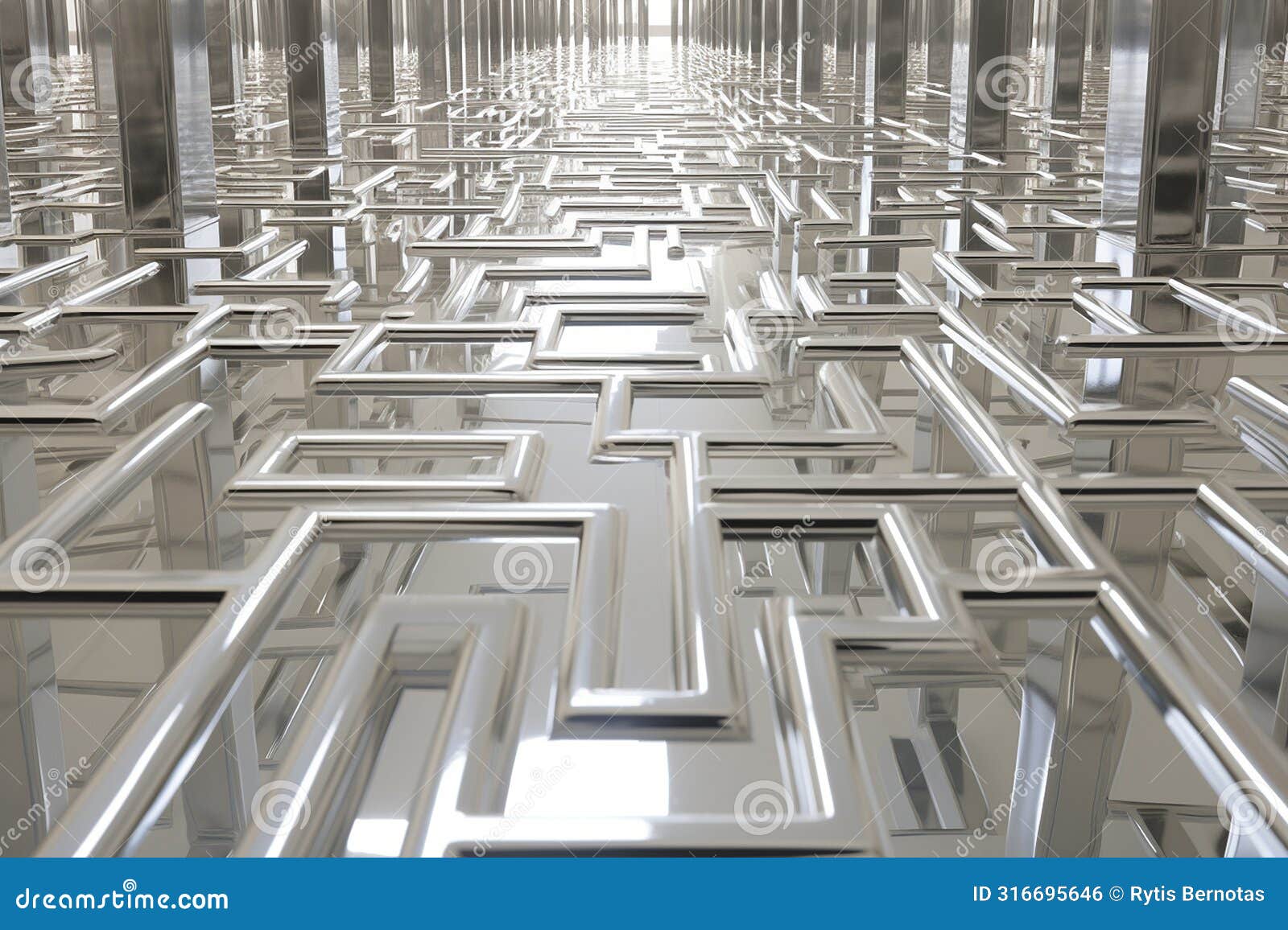 Metallic 3D Maze Object On White Background Royalty-Free Illustration ...