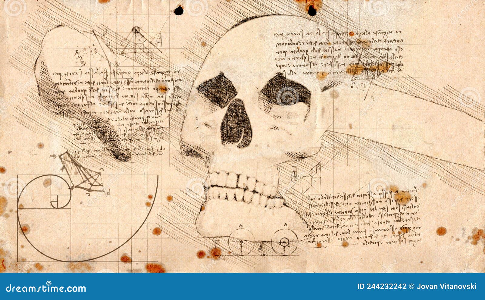 Engineering Drawing in Style of Leonardo Da Vinci Stock Illustration ...