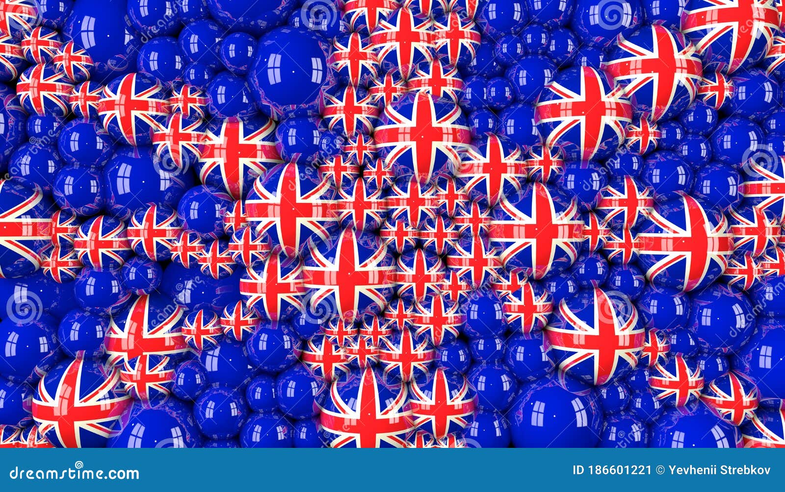 3D Illustration of the English Flag Made of Bubbles Stock Illustration ...