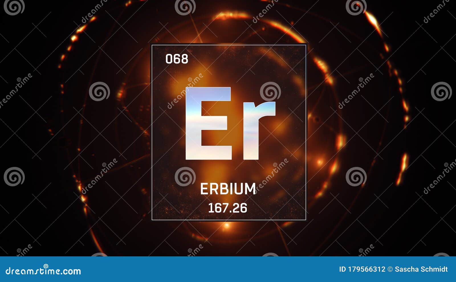 Erbium As Element 68 of the Periodic Table 3D Illustration on Orange ...