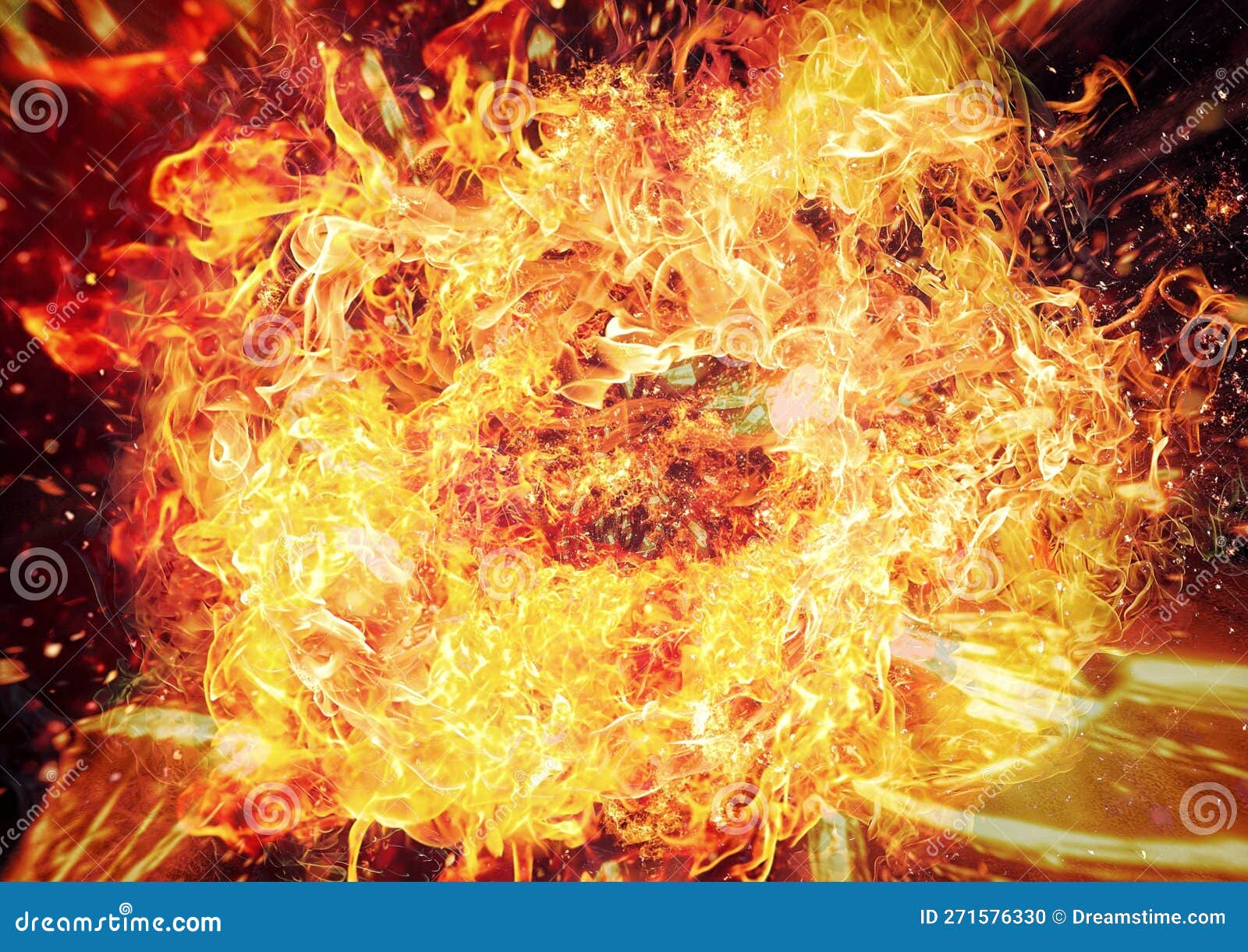 3d Illustration of Exploding Burning Flames Stock Illustration ...
